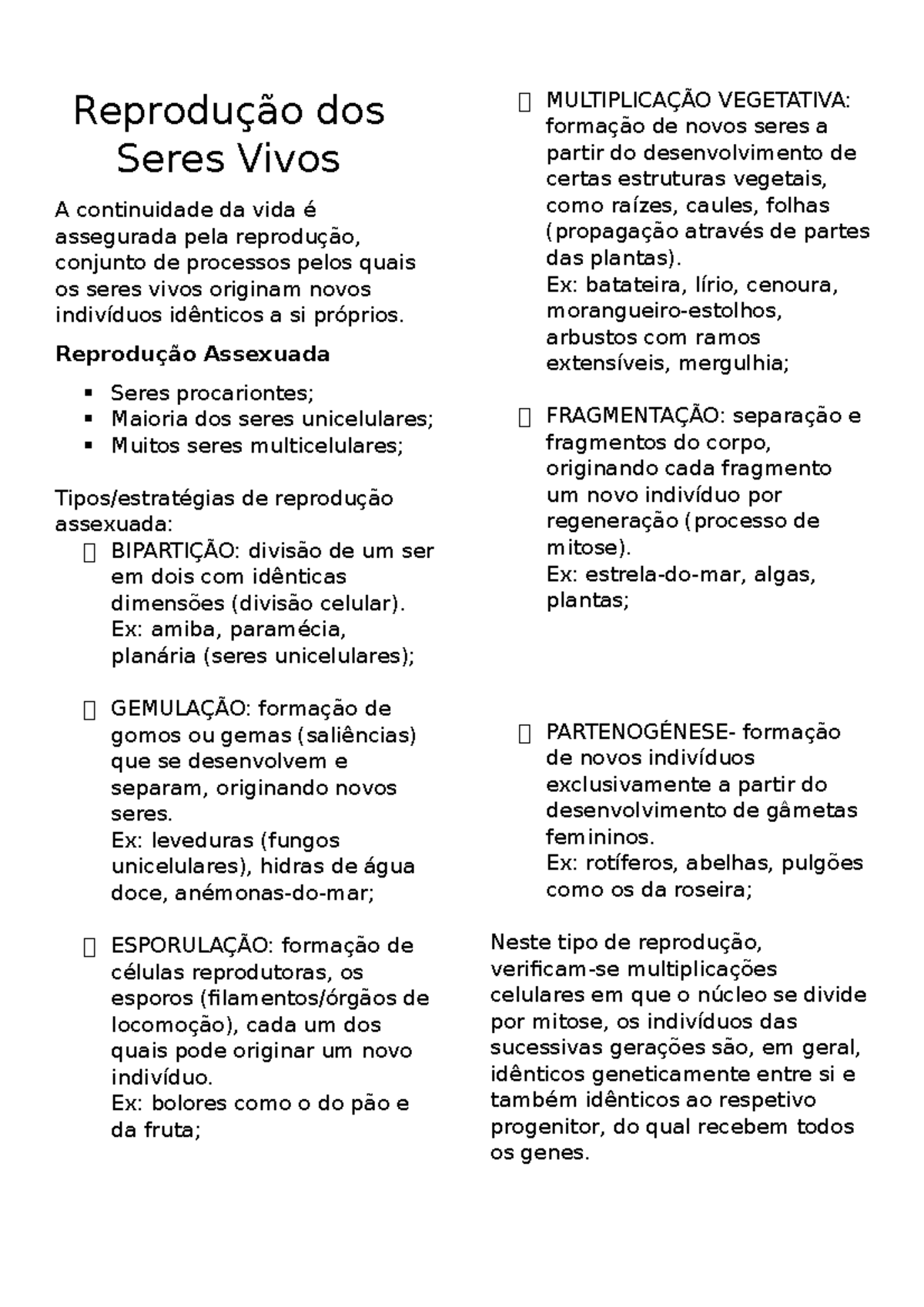 Reprodução nos seres vivos - Reprodução dos Seres Vivos A continuidade ...