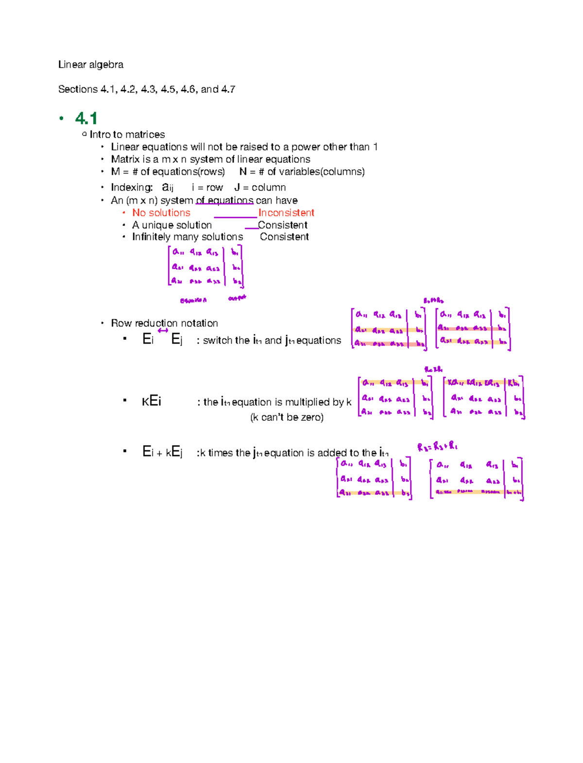 2177 midterm 2 review - Linear algebra Sections 4, 4, 4, 4, 4, and 4 ...