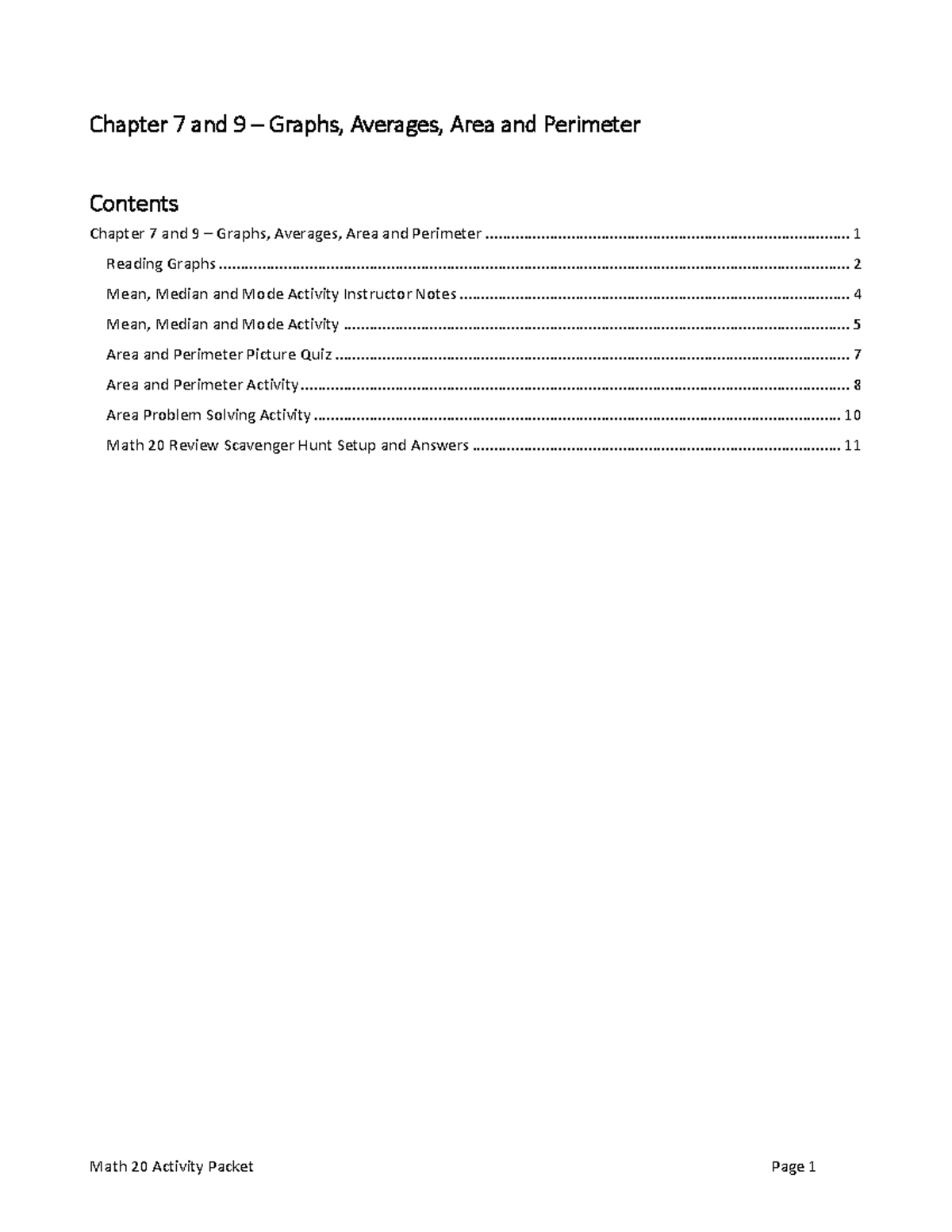 Chapter 07 - MATH 20 ACTIVITY PACKET OPEN EDUCATIONAL RESOURCE ...