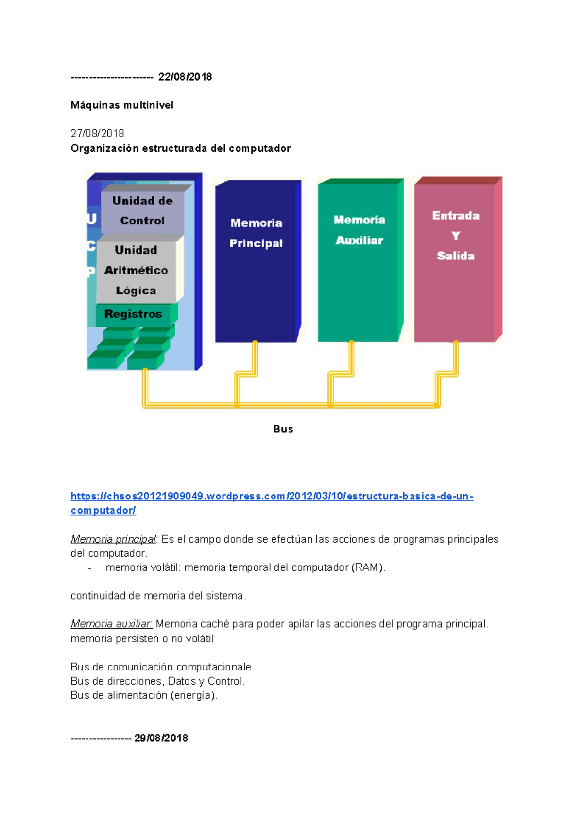 Bitacora de Clases Sistemas Operativos - 22/08/2018 Máquinas multinivel ...