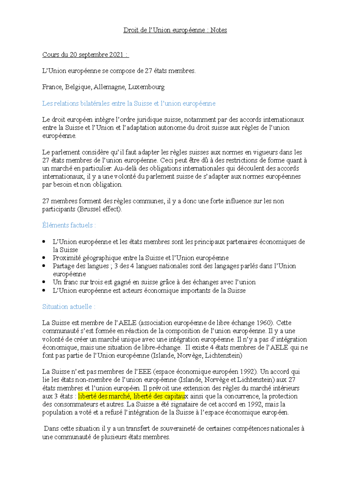 Notes droit de EU - Droit de l’Union européenne : Notes Cours du 20 ...