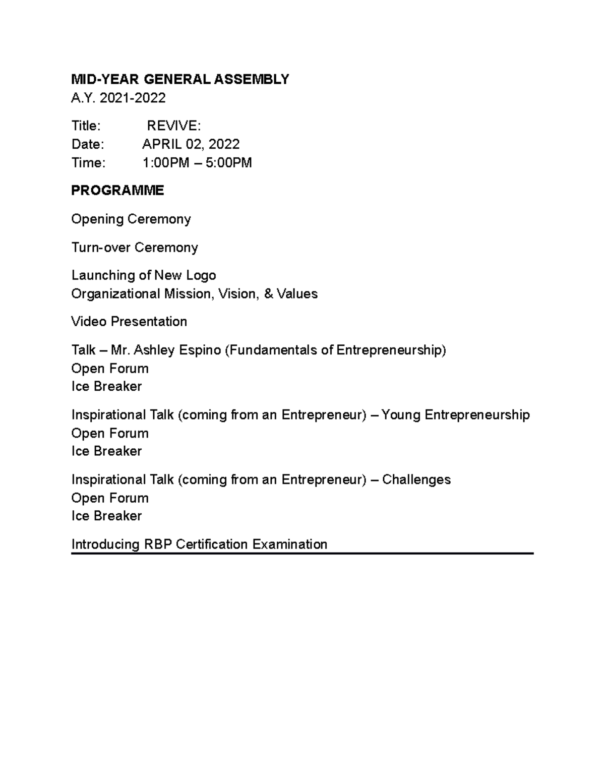 Mid Year General Assembly event for bsent - MID-YEAR GENERAL ASSEMBLY A ...