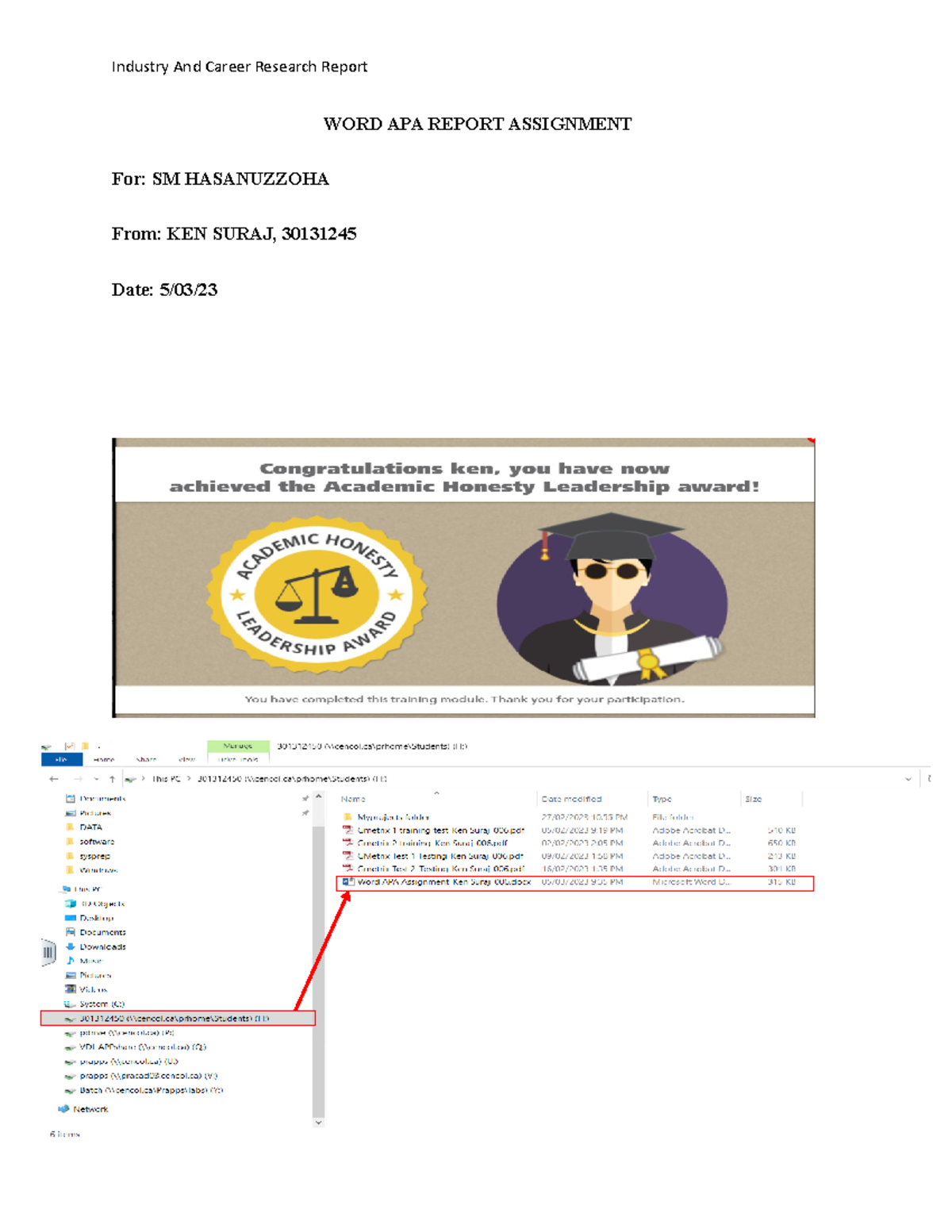 Word APA Assignment - WORD APA REPORT ASSIGNMENT For: SM HASANUZZOHA ...