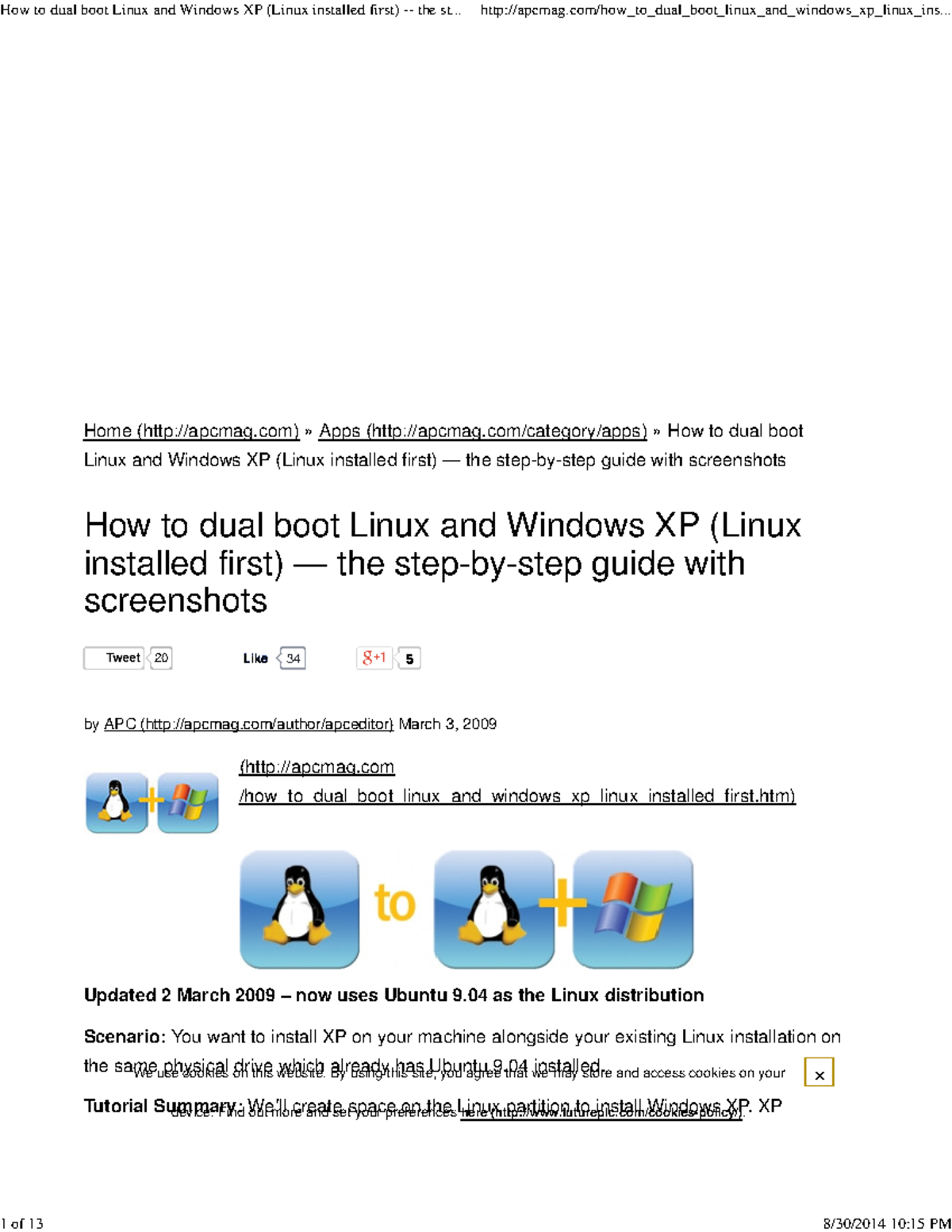 How to dual boot Linux and Windows XP (Linux installed first ...
