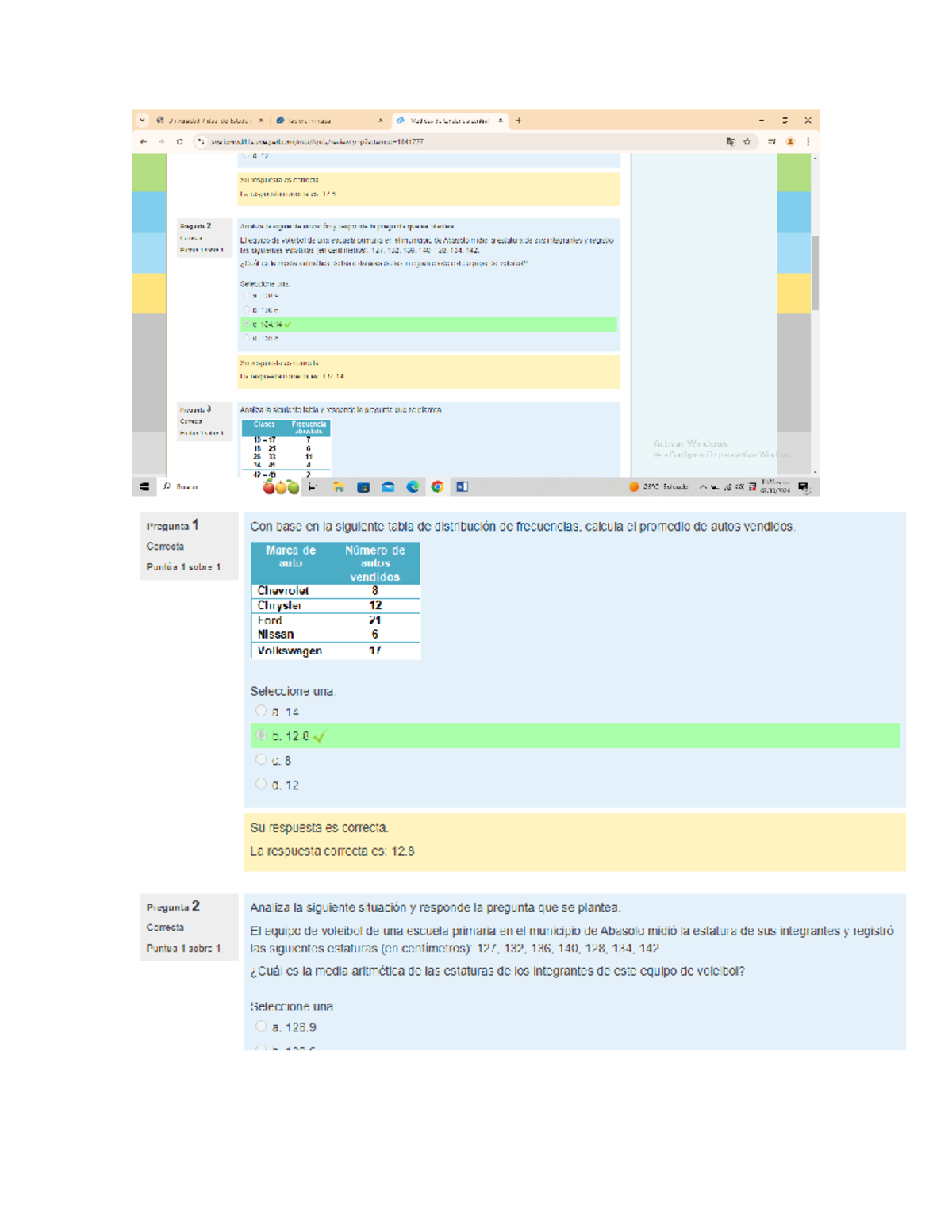Cuestionario 2 Estadistica V1 - Universidad Virtual del Estado Tablero Principal x Medidas de ...