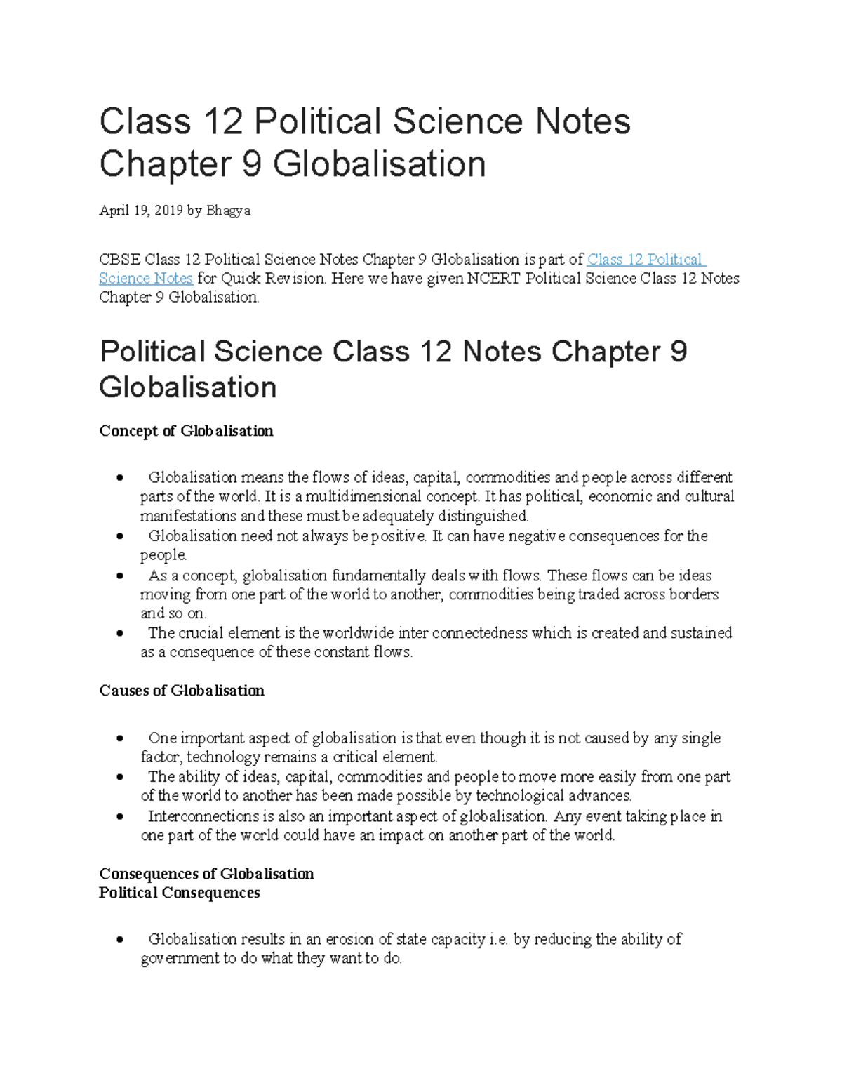 Ilide - Political science notes - Class 12 Political Science Notes ...