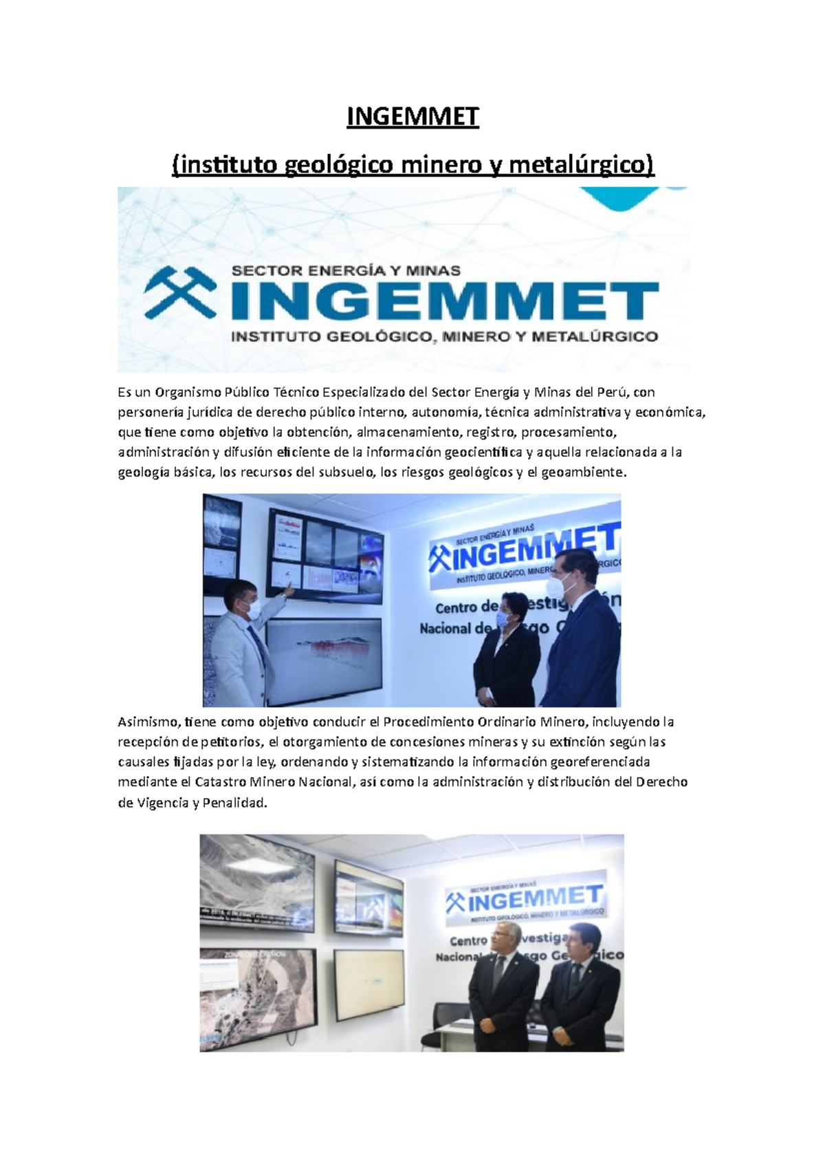Video Institucional Ingemmet - INGEMMET (instituto geológico minero y ...