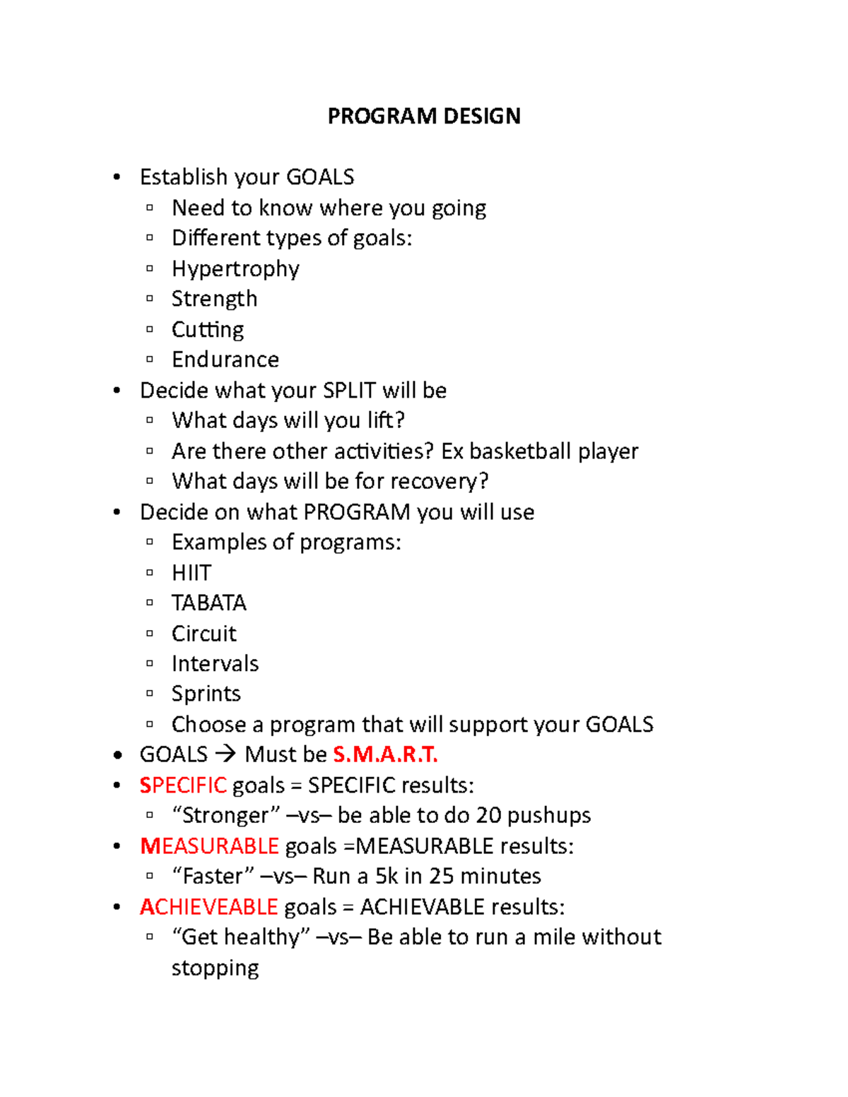 Program Design PROGRAM DESIGN Establish Your GOALS Need To Know program-design-program-design-establish-your-goals-need-to-know