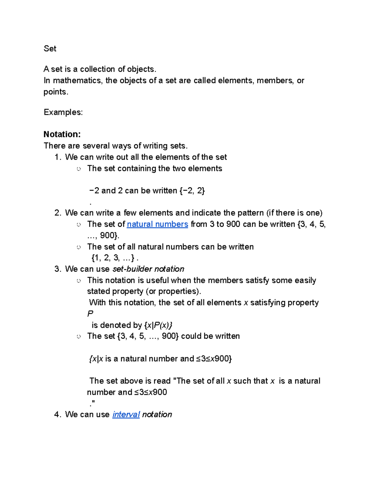 What is a set - These are notes that were taken in Lada Carlisle class ...