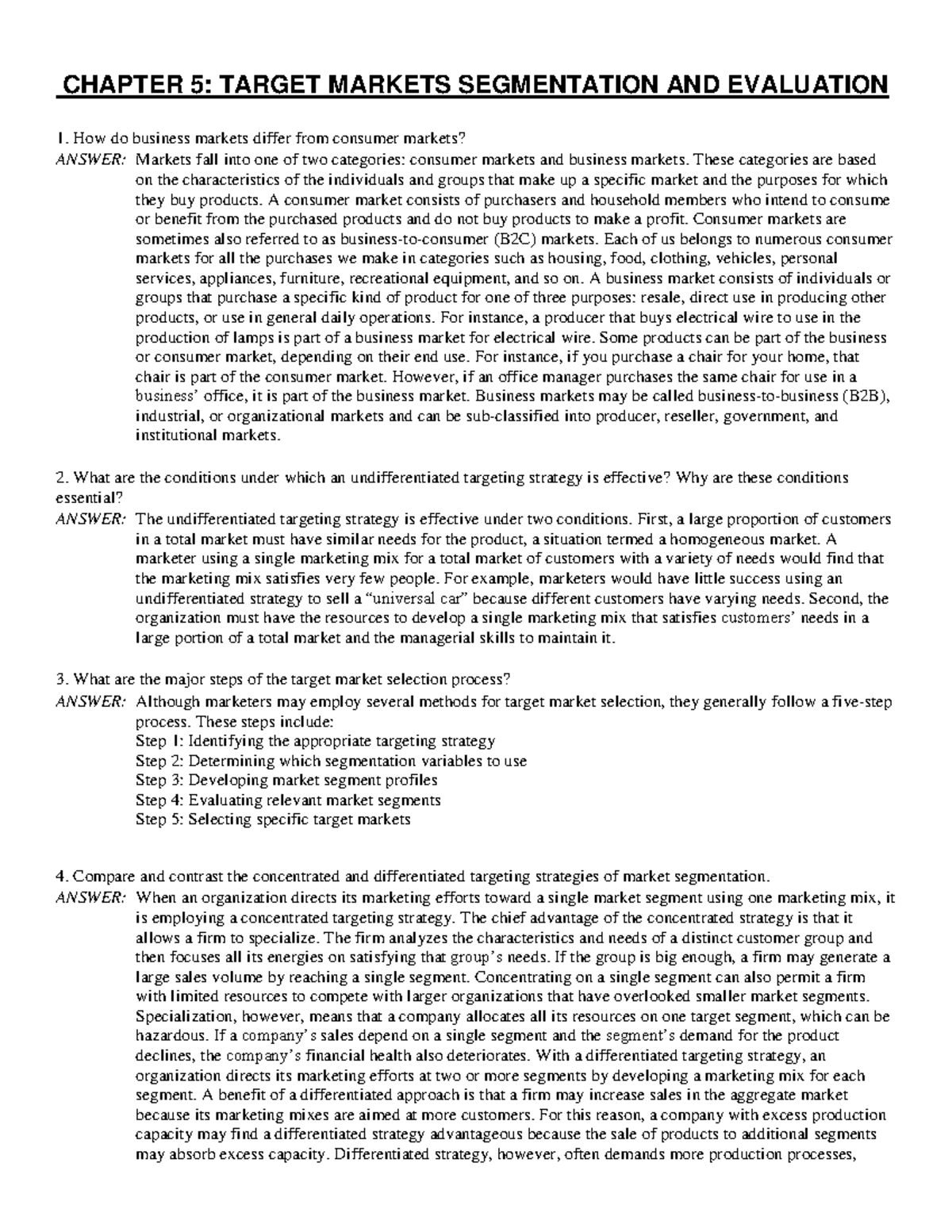 MKT-210.QIA(1) - its a chapter - CHAPTER 5: TARGET MARKETS SEGMENTATION ...