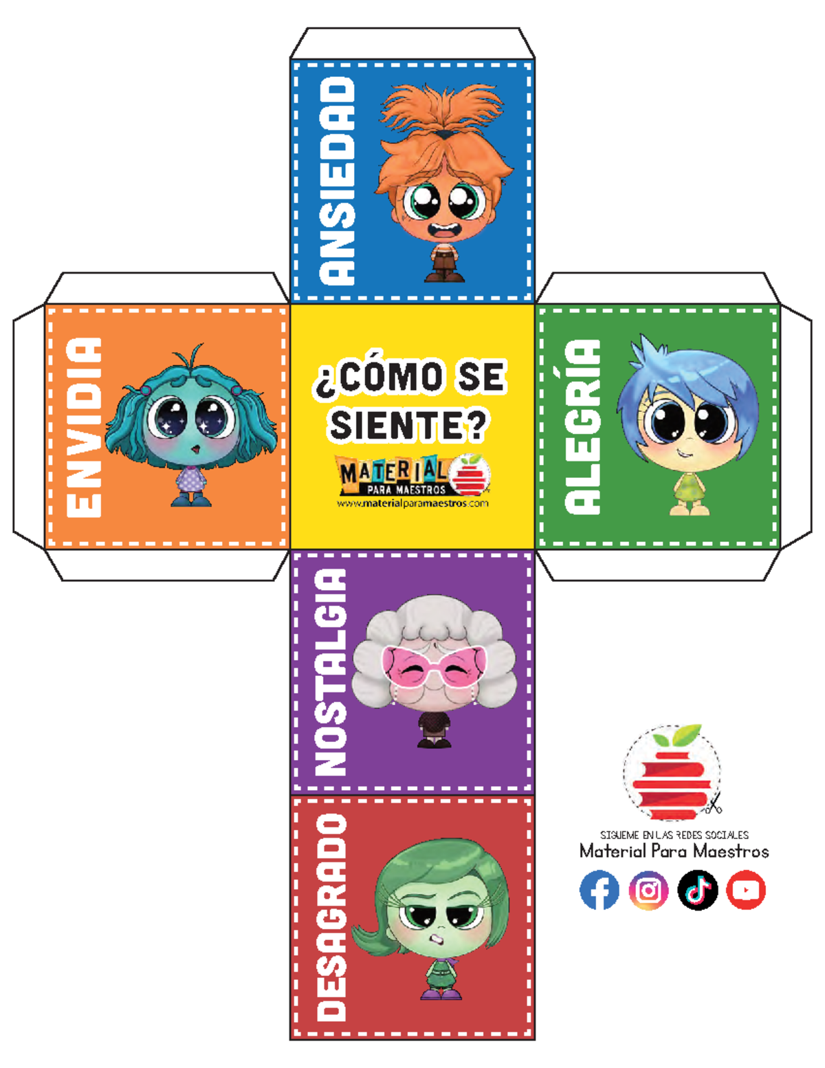 Dados de las emociones - Intensa-mente - lengua - Material Para ...