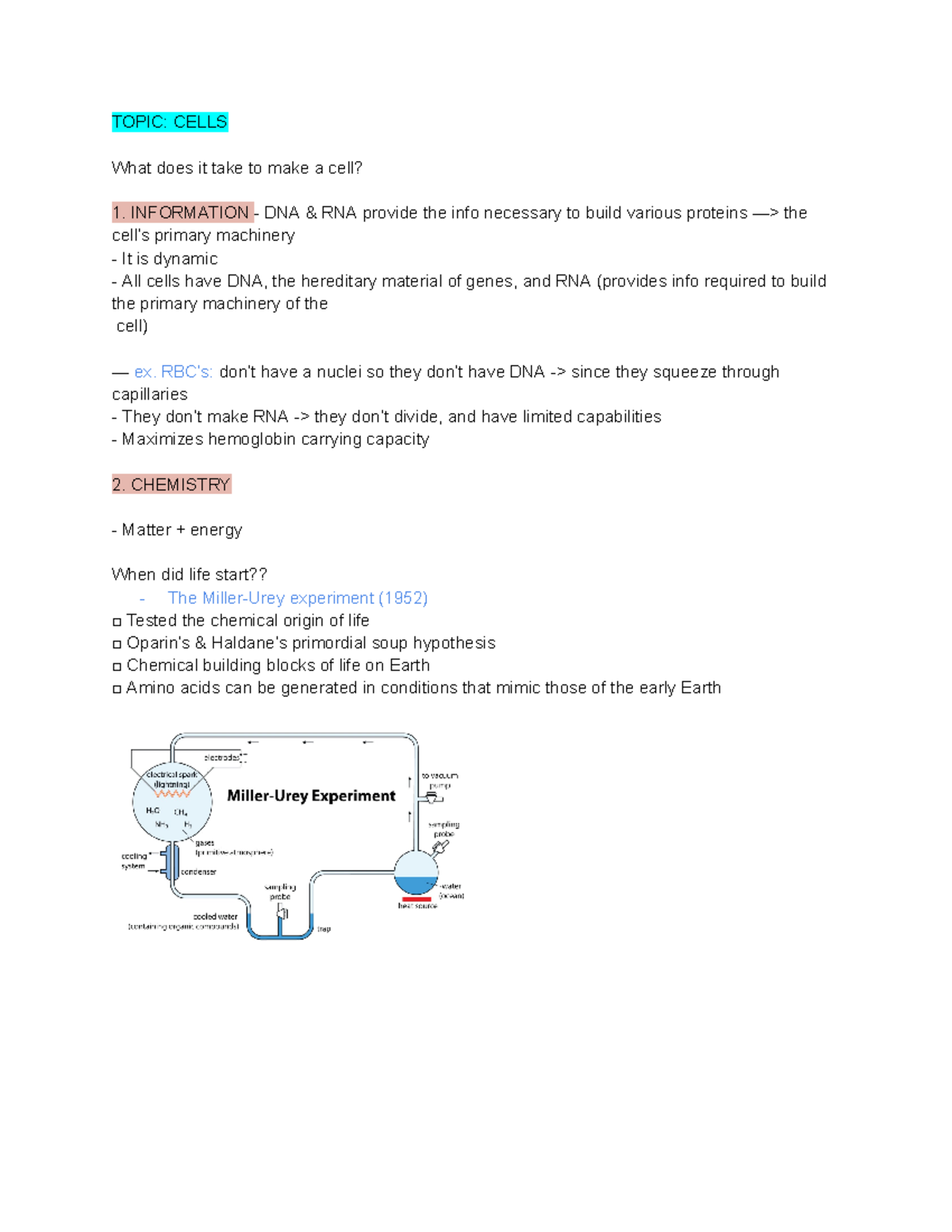 Bio 1090 Final Exam Review - TOPIC: CELLS What does it take to make a ...