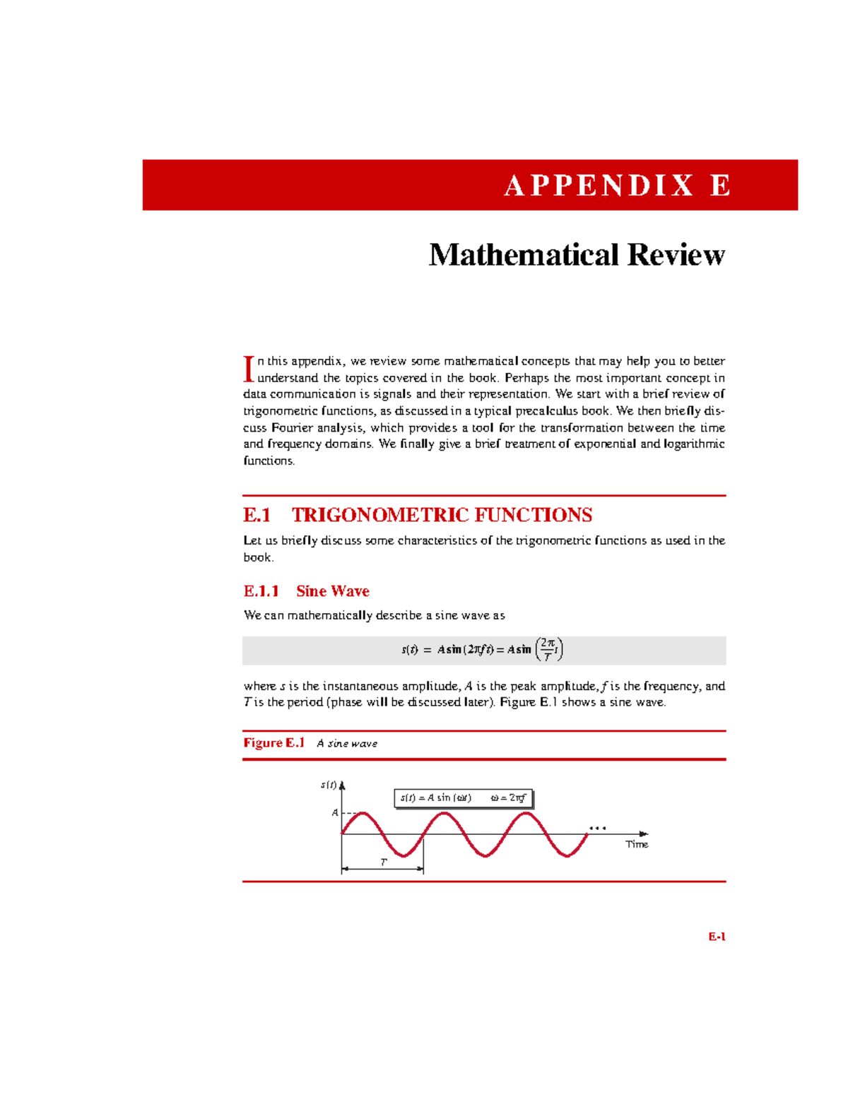 Appendix E - Mathematical Review - APPENDIX E Mathematical Review I n ...