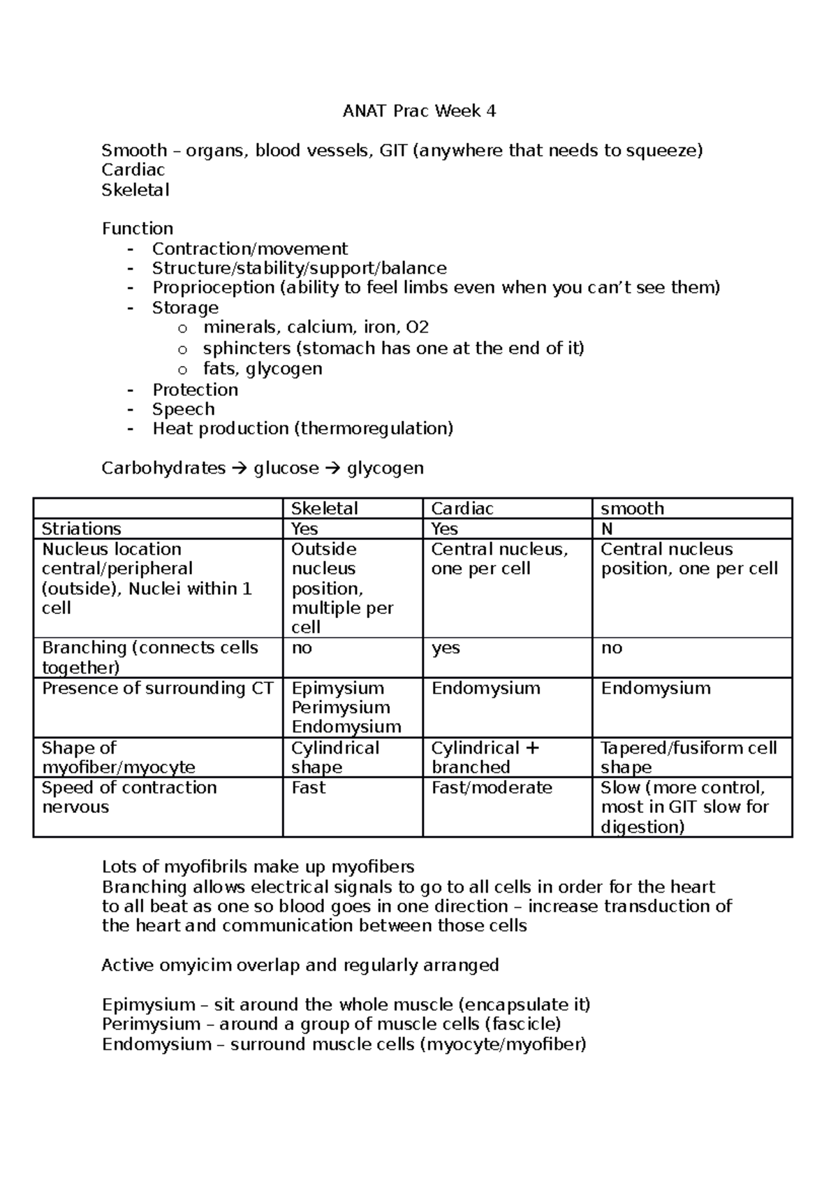 Skeletal muscle - ANAT Prac Week 4 Smooth – organs, blood vessels, GIT (anywhere that needs to ...