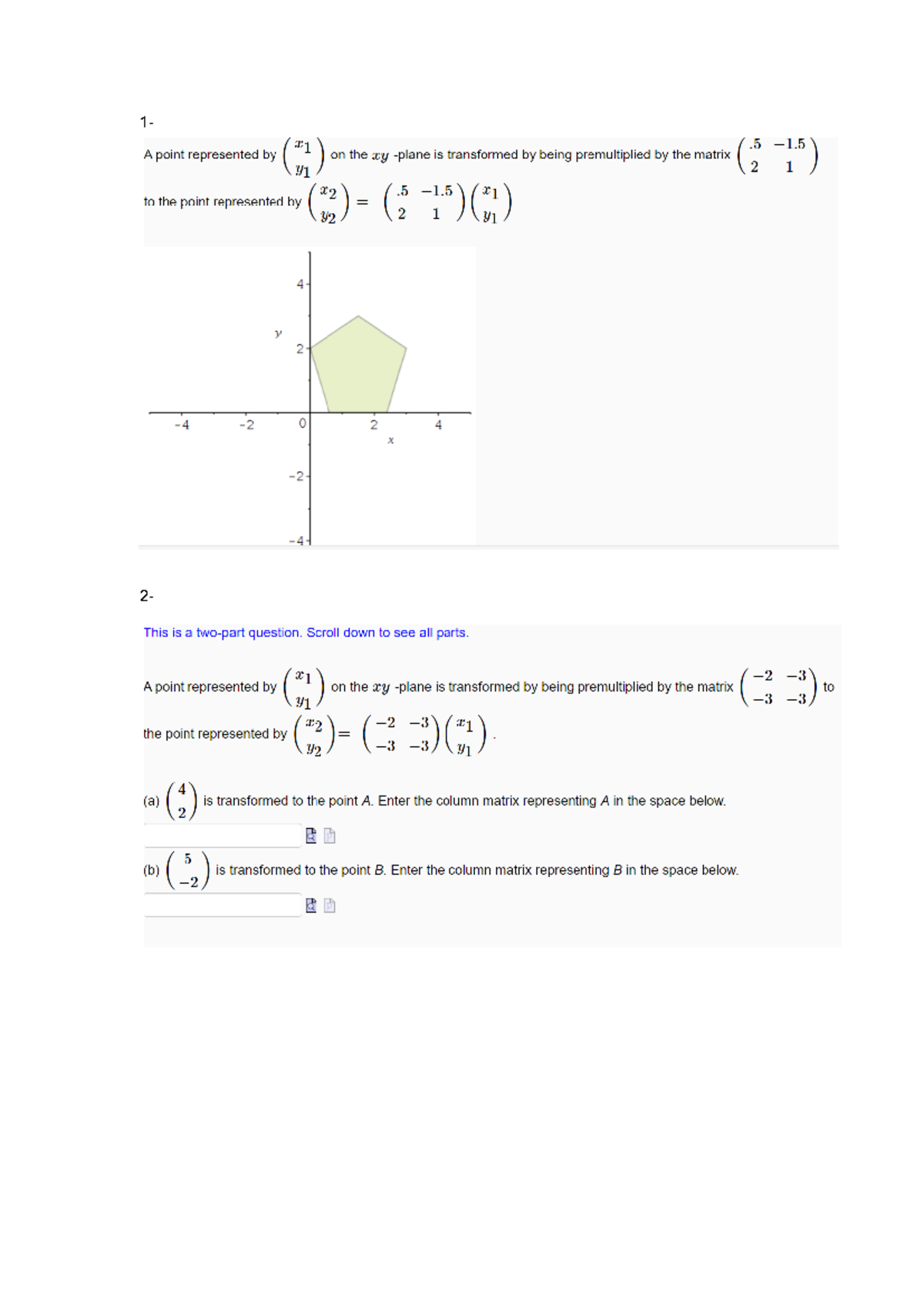 Mastery Test 3 Practice Questions - A point represented on the xy is ...