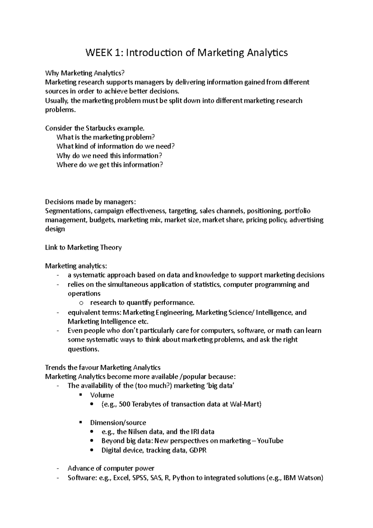 WEEK 1 - Lectures notes with key topics - WEEK 1: Introduction of ...