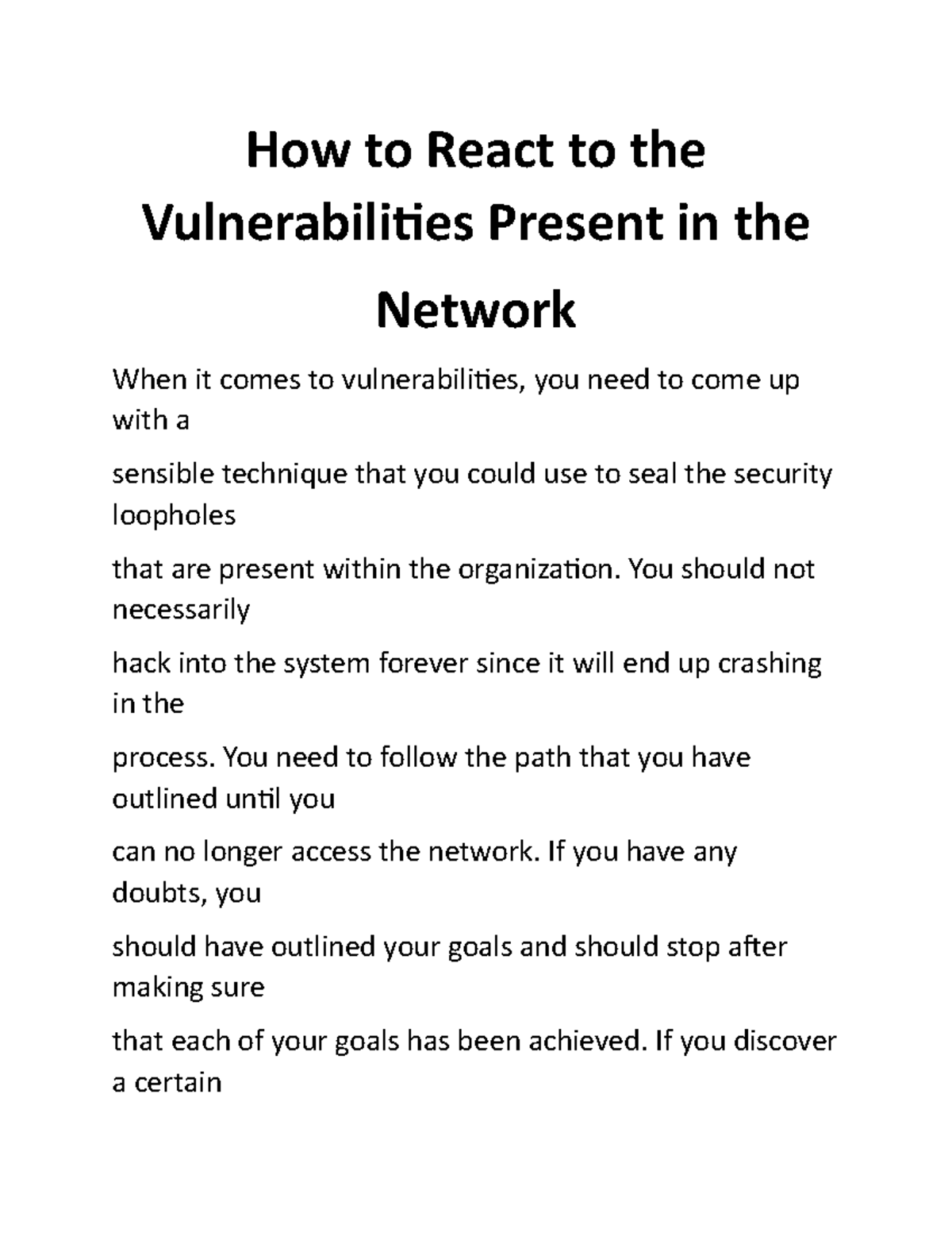 How to React to the Vulnerabilities Present in the network - How to ...