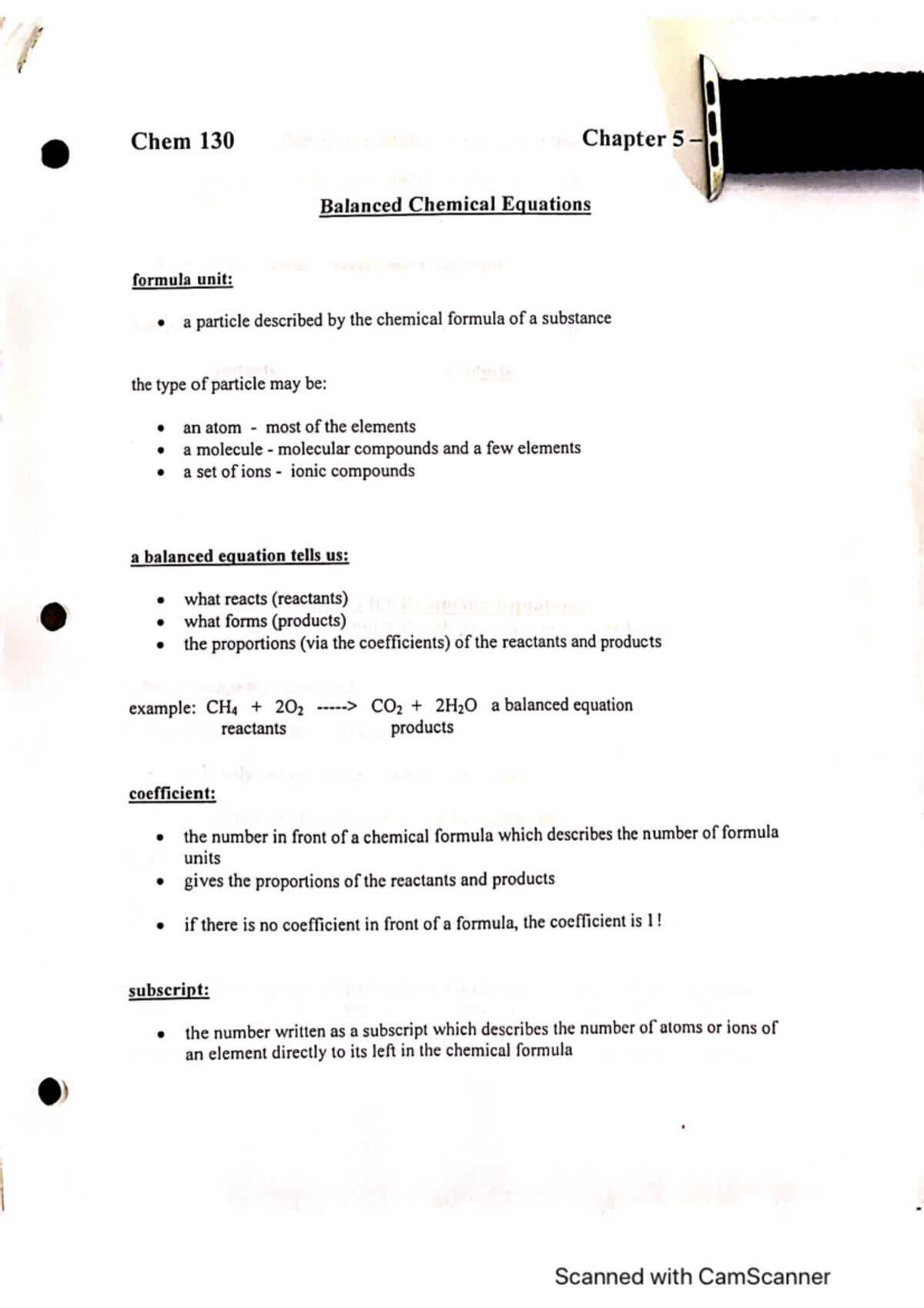 Chem 130 Ch 5 Balanced Chemical Equation - Chem 130 Chapter 5 Balanced ...