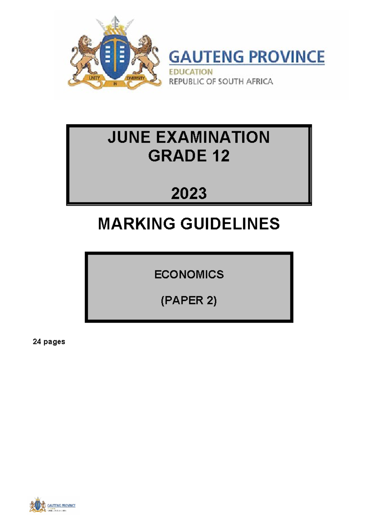 Gr 12 Economics P2 Eng Memo - Final - JUNE EXAMINATION GRADE 12 2023 ...