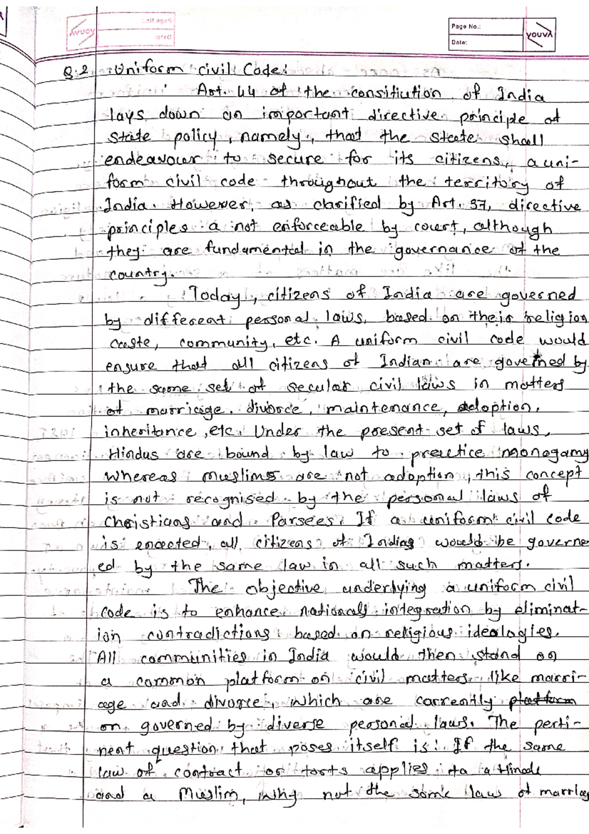 Uniform civil code - Assignment - Practical Training - Studocu