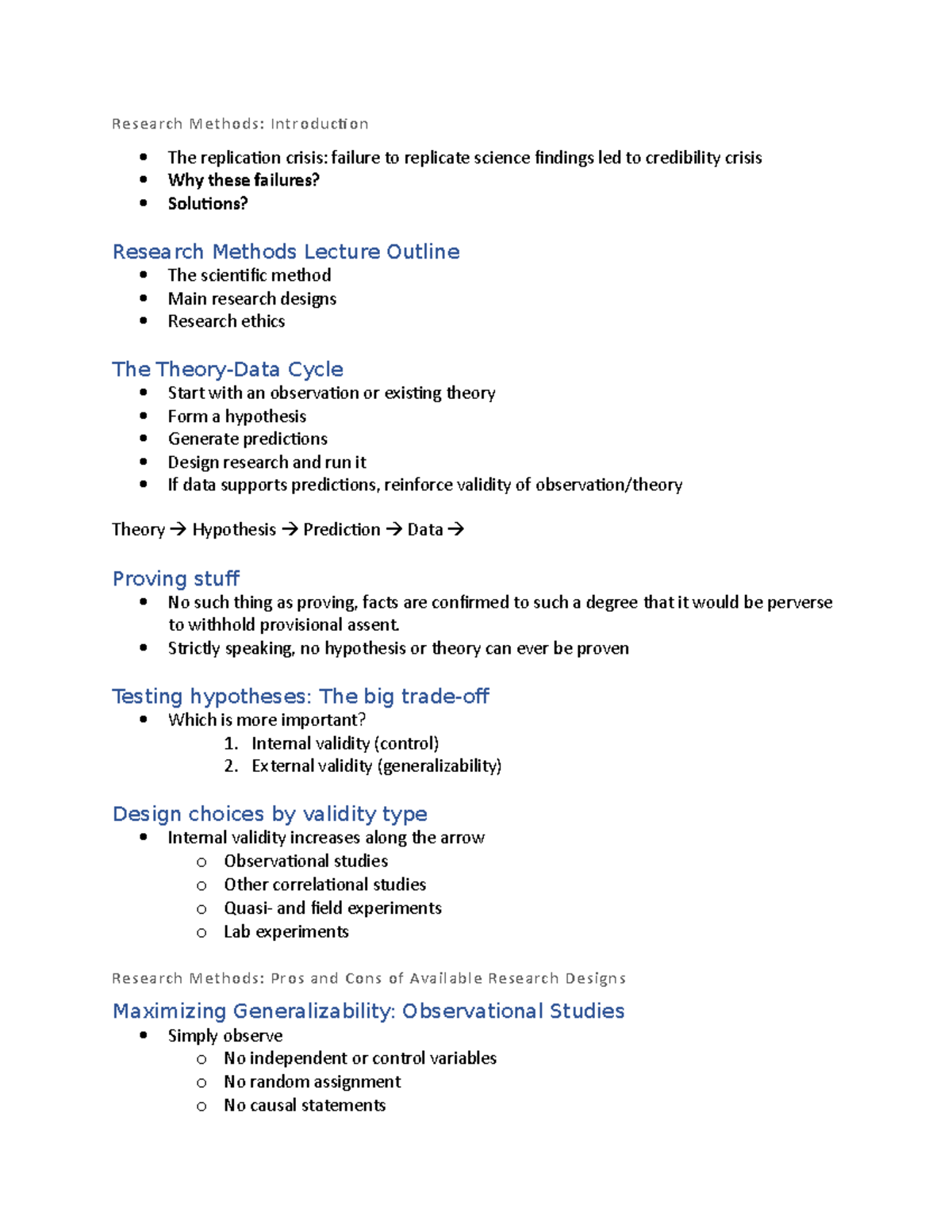 Research Methods - Lecture notes 1 - Research Methods: Introducion The ...