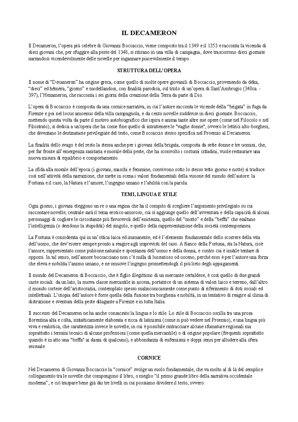 Il Decameron - IL DECAMERON Il Decameron, l’opera più celebre di ...