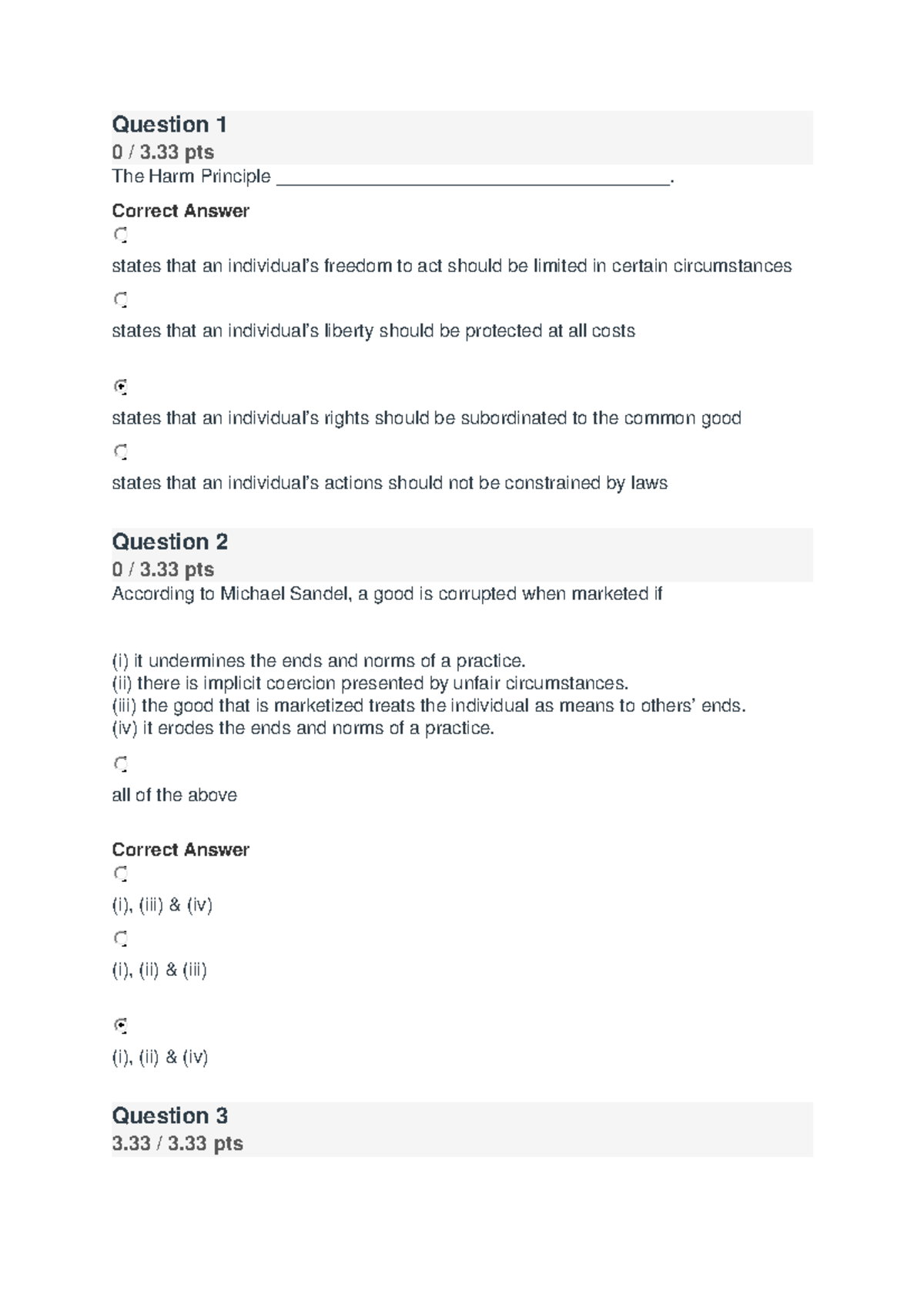 SCO101 Why do Good? Pre-Course Quiz Attempt 1 - Question 1 0 / 3 pts ...