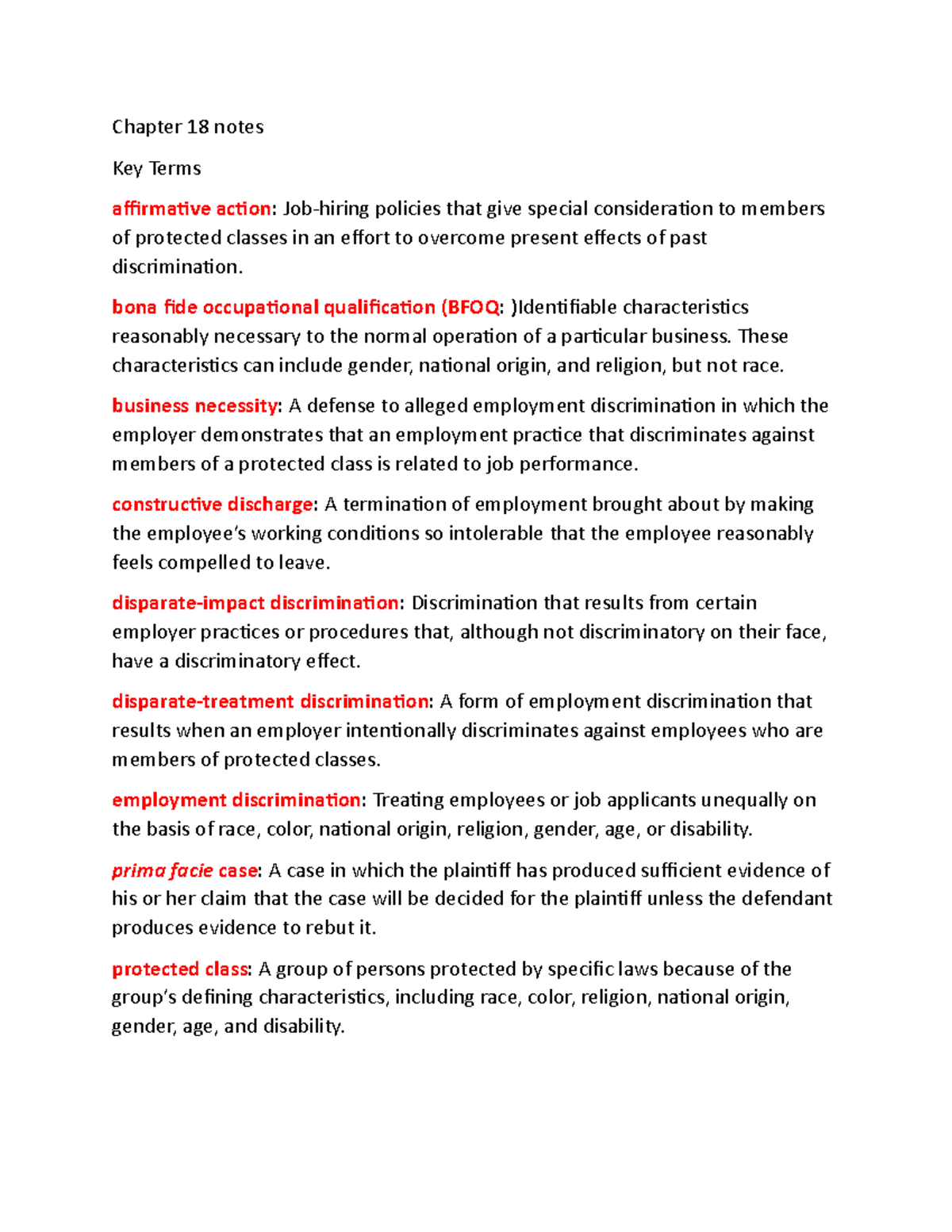 Chapter-18-notes - Note - Chapter 18 notes Key Terms affirmative action ...