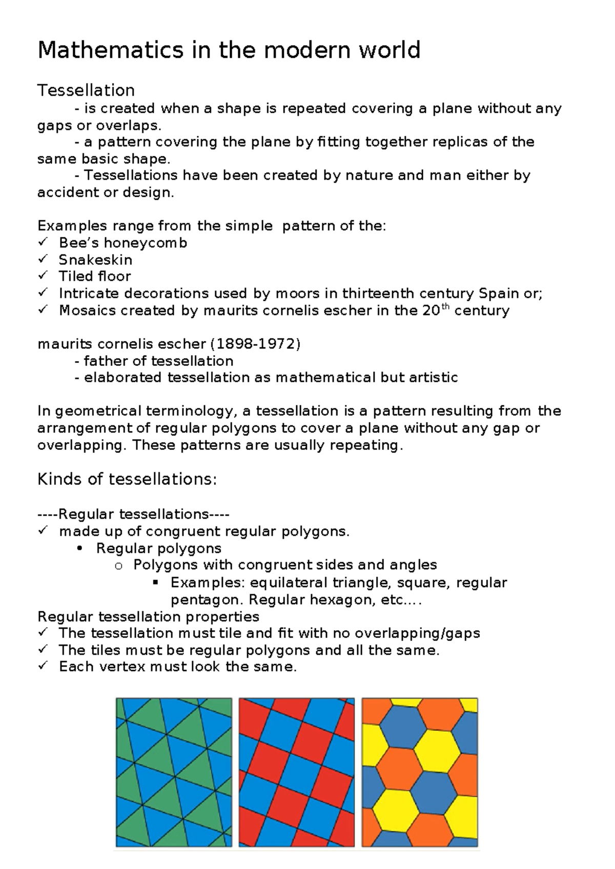 MMW - mathematics in the modern world - Mathematics in the modern world ...