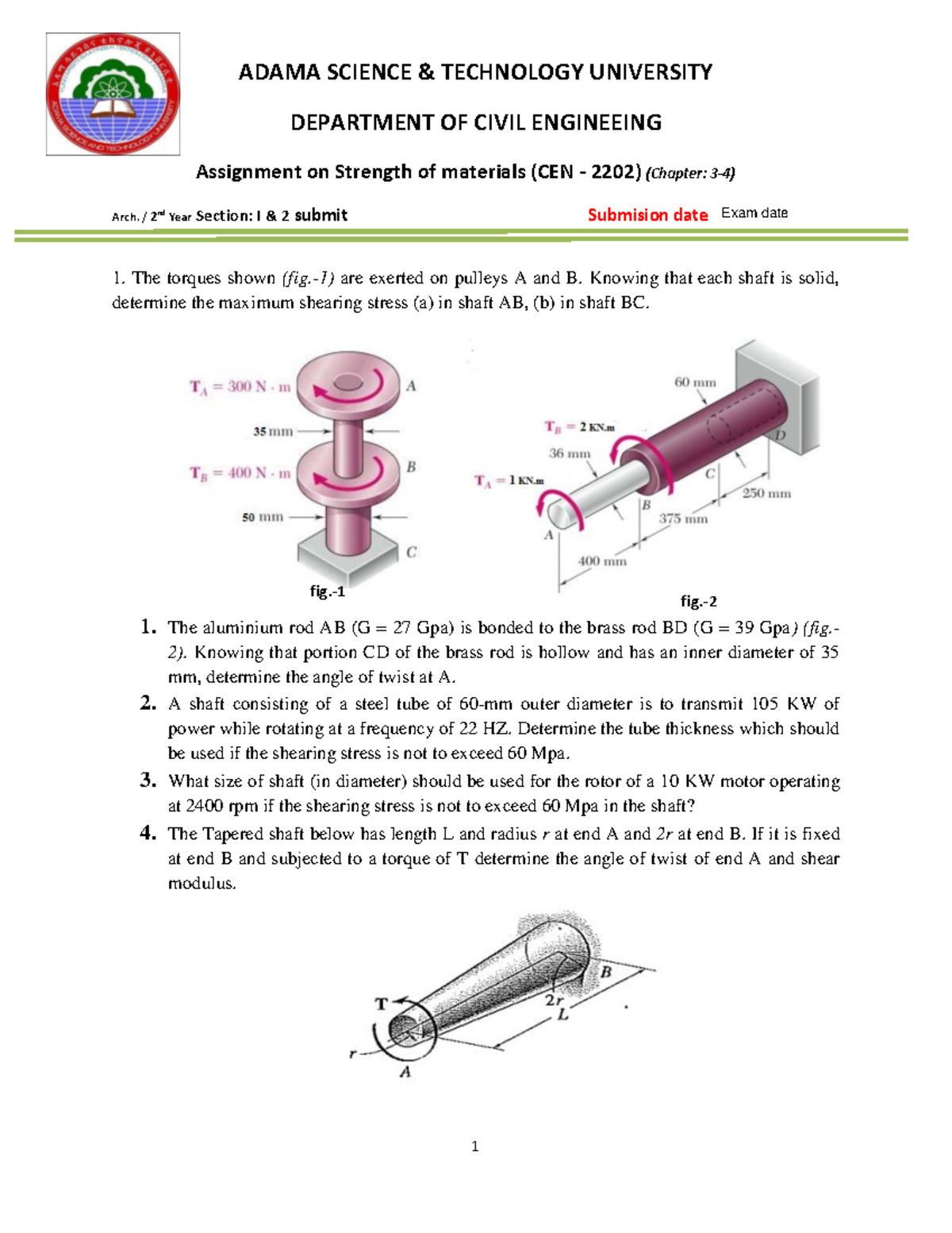 Assignment-2 - qyestion - ADAMA SCIENCE & TECHNOLOGY UNIVERSITY ...