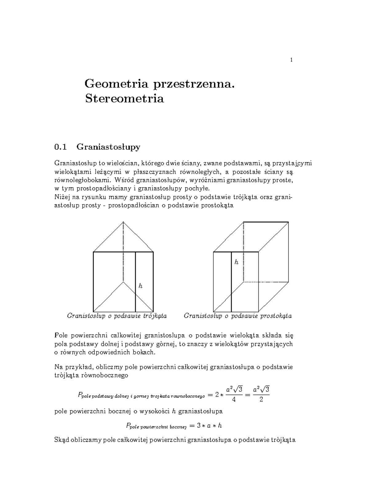 Geometria Przestrzenna Stereometria - Geometria przestrzenna ...