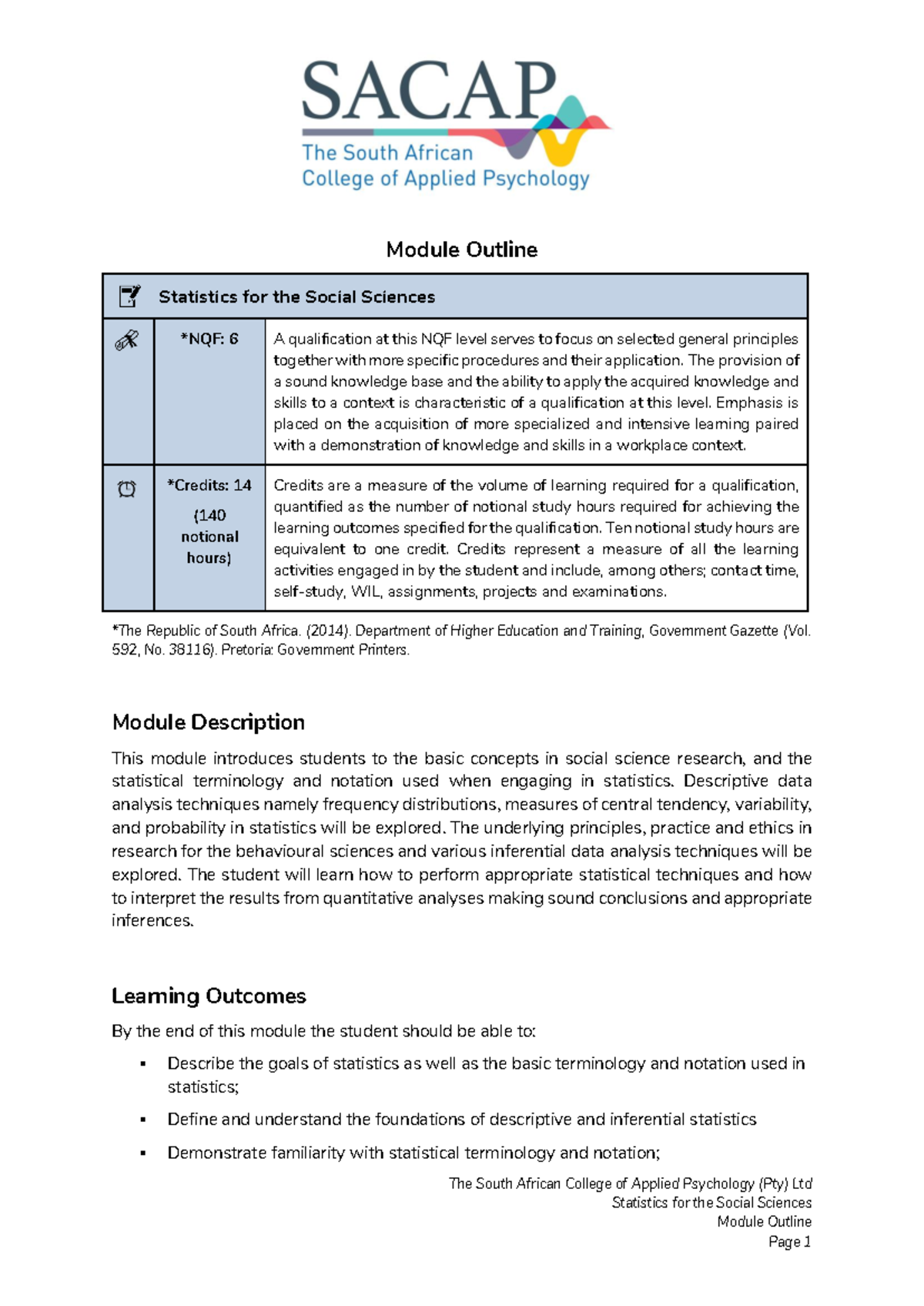 BApp Soc Sci BPsych - Statistics for the Social Sciences MO (10W) AUG ...