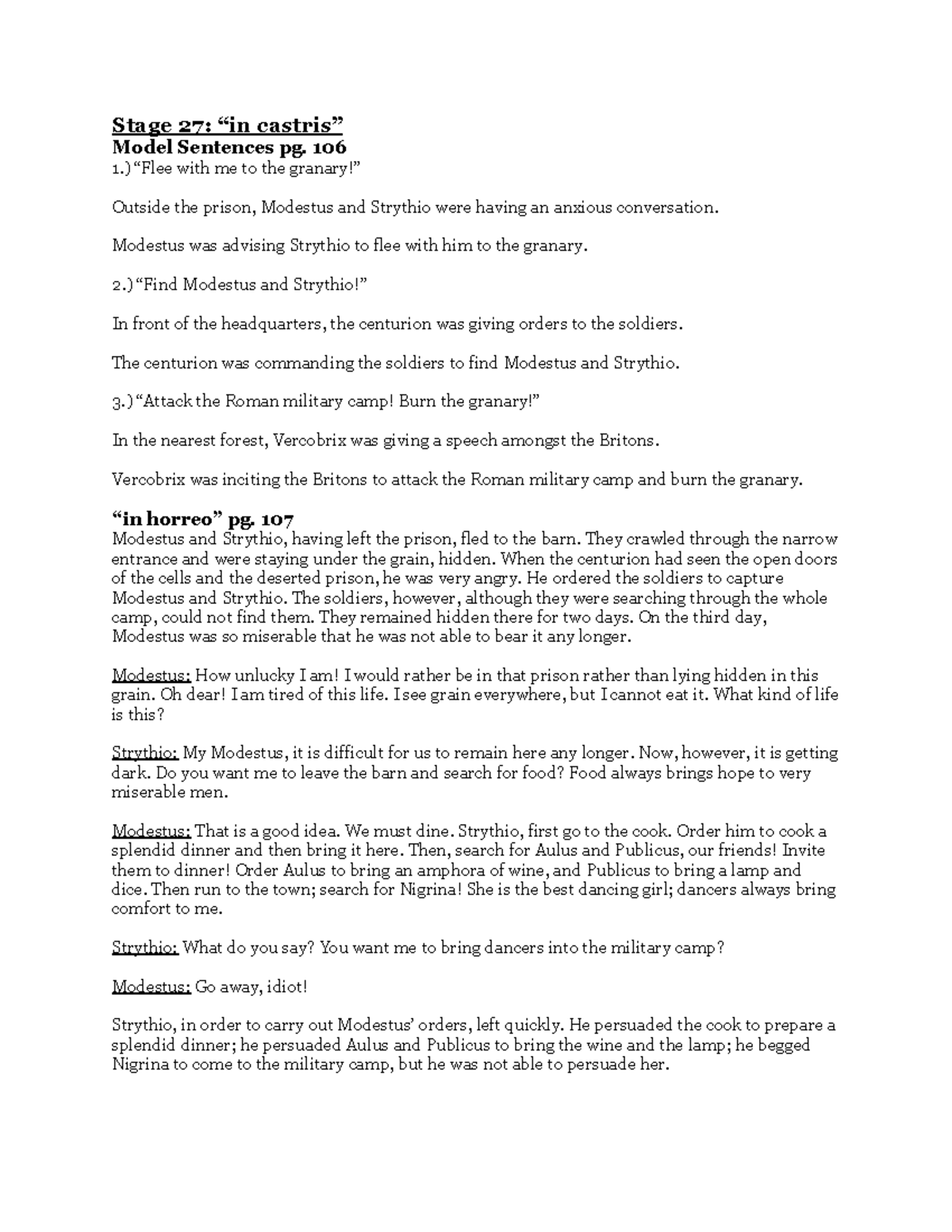 Cambridge Latin Course Stage 27 Translations - Stage 27: “in castris ...