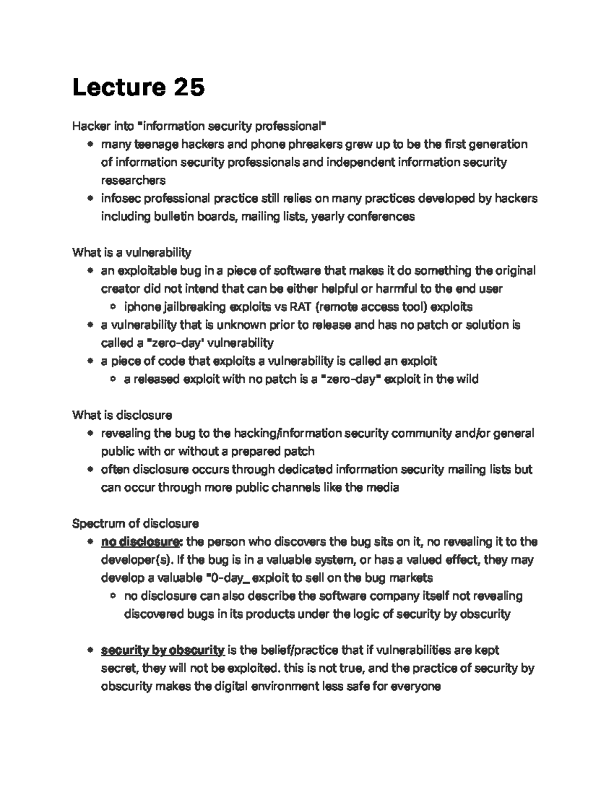 Lecture 25 - Professor Sauter - Le c t u re 2 5 Hacker into "information security - Studocu