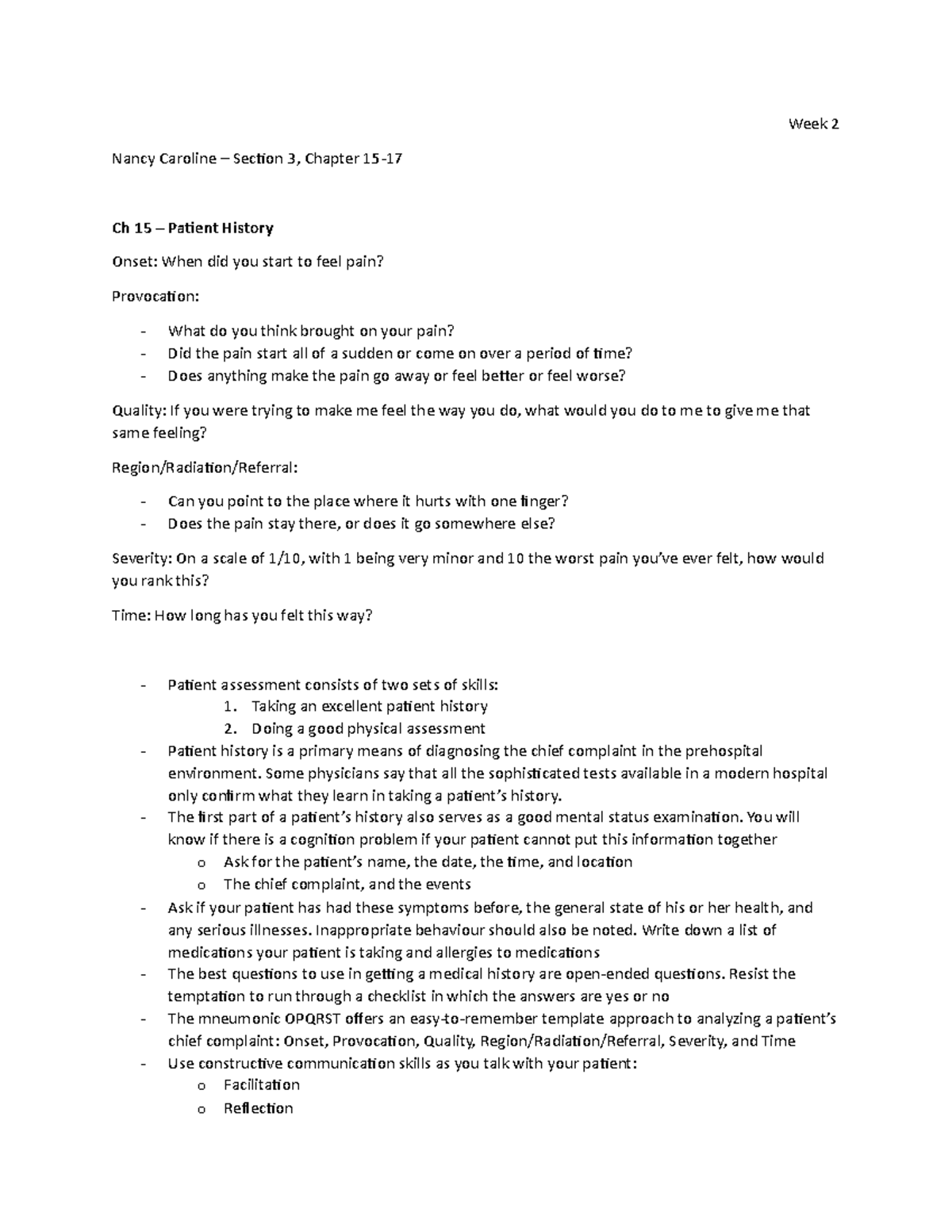 Week 2 - Chapter 15-17 Reading - Week 2 Nancy Caroline – Section 3 ...