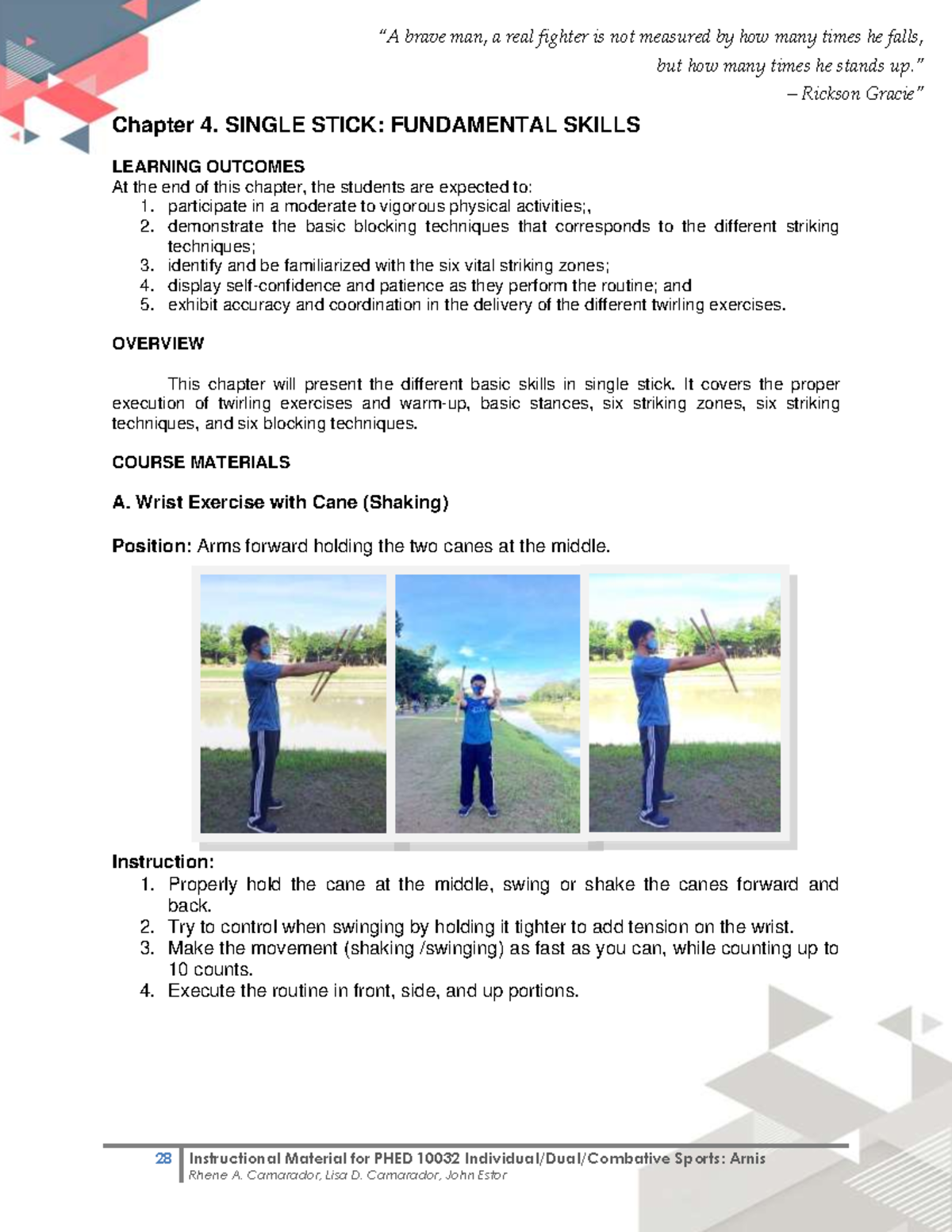 Single Stick Fundamental Skills - 28 Instructional Material for PHED ...