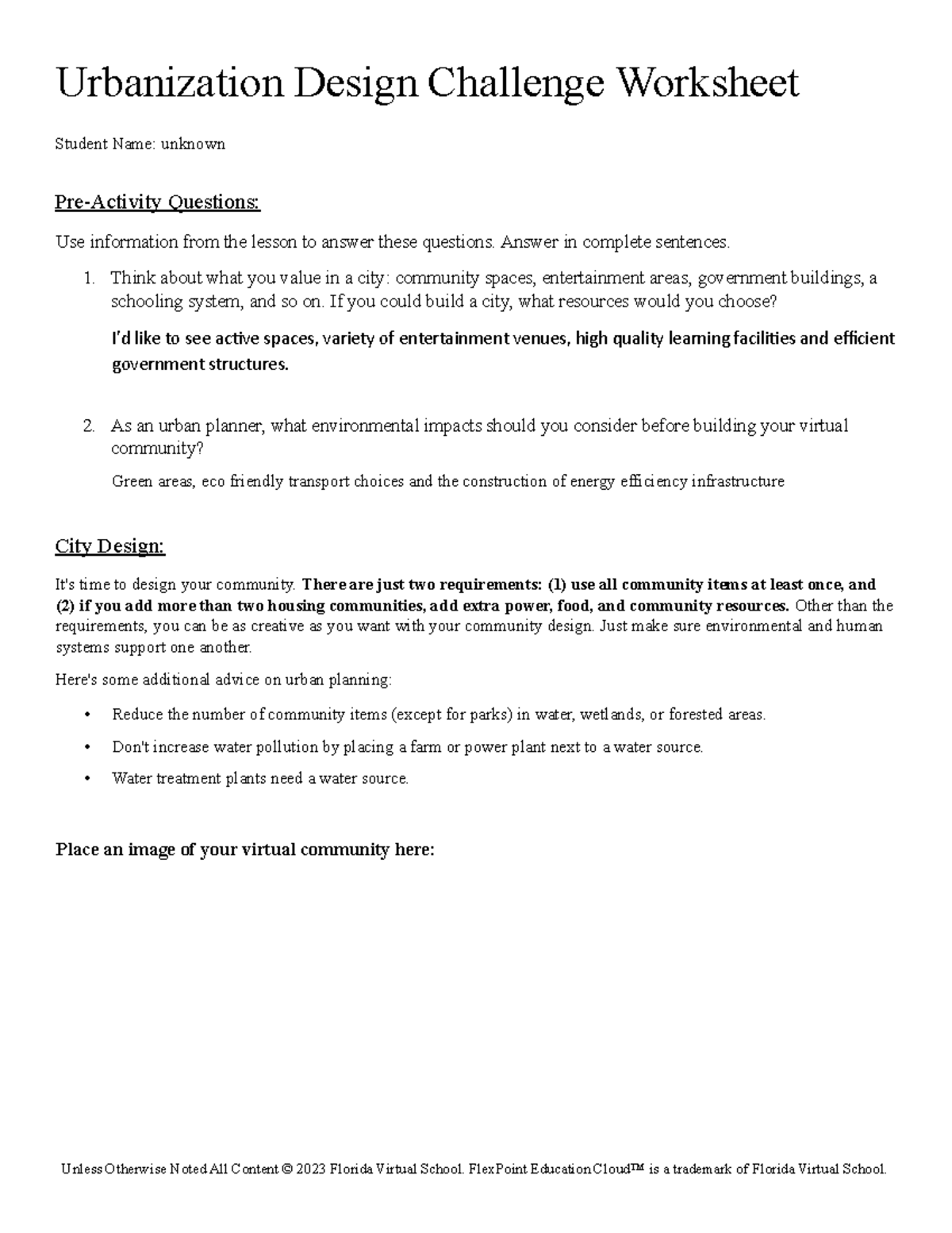 05 06 worksheet(COMPLETED) - Urbanization Design Challenge Worksheet ...