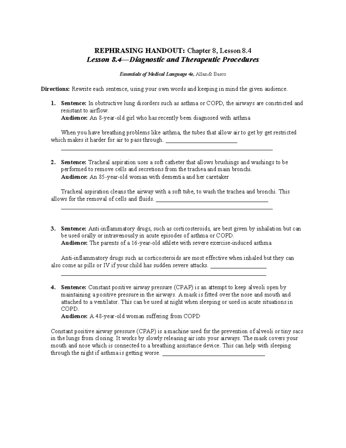 Rephrasing Handout Chapter 8 Week 9 - REPHRASING HANDOUT: Chapter 8, Lesson 8. Lesson 8 ...