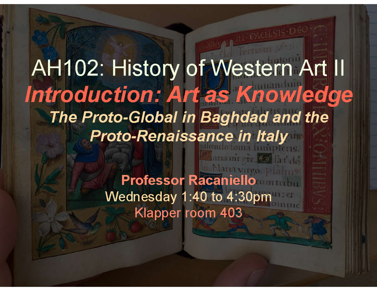 (ARTH 102) Introduction - Art as Knowledge - AH102: History of Western ...