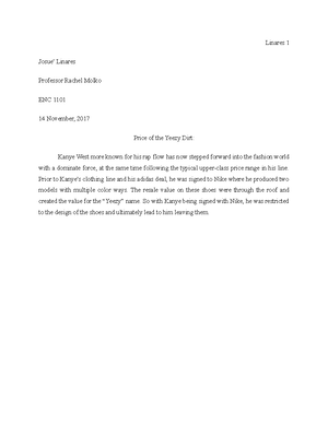 ENC 1101 spring essay 1 (final draft) - Linares 1 Josue Linares Steve ...