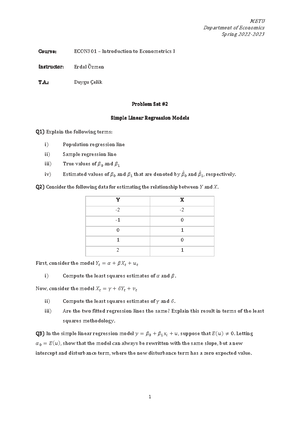 302 Problem Set 5 - Econometrics 2 exercises - METU Department of Economics Spring 2023 Econ 302 ...