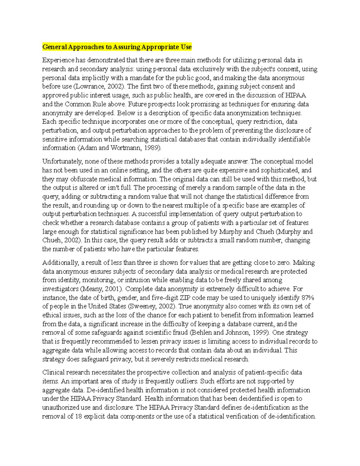 General Approaches to Assuring Appropriate Use - General Approaches to ...