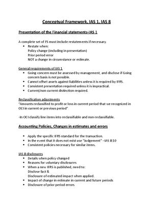 IFRS 3 Changes in Shareholding Summary Notes from Lecture - Changes in ...