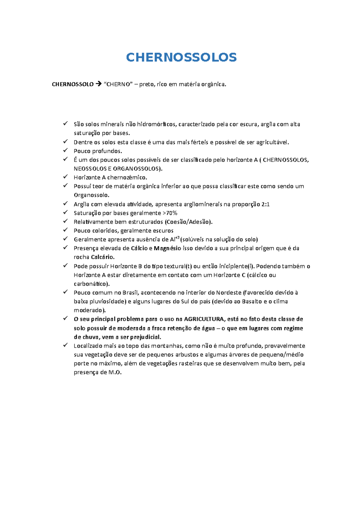 Chernossolos - Resumo Solos E Fundações - CHERNOSSOLOS CHERNOSSOLO ...