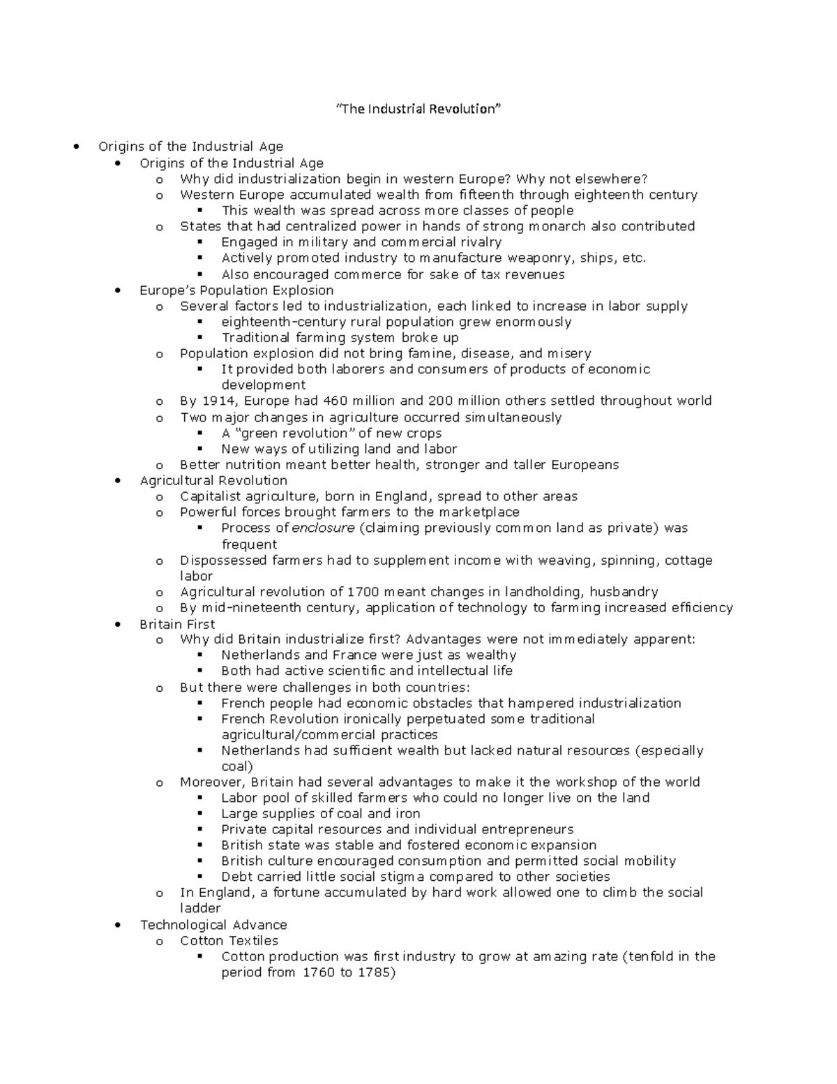 The Industrial Revolution - “The Industrial Revolution” • Origins of ...