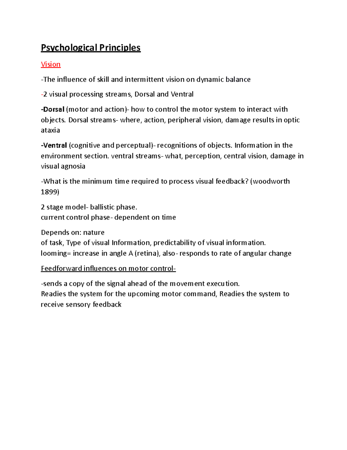 Psychological principles w1 - Psychological Principles Vision -The ...