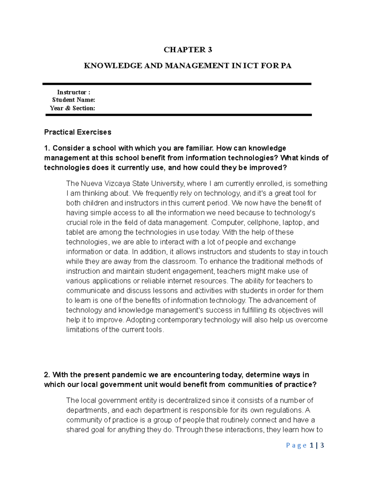 Chapter 3 - It contains the learning activity and Assignment of Public ...