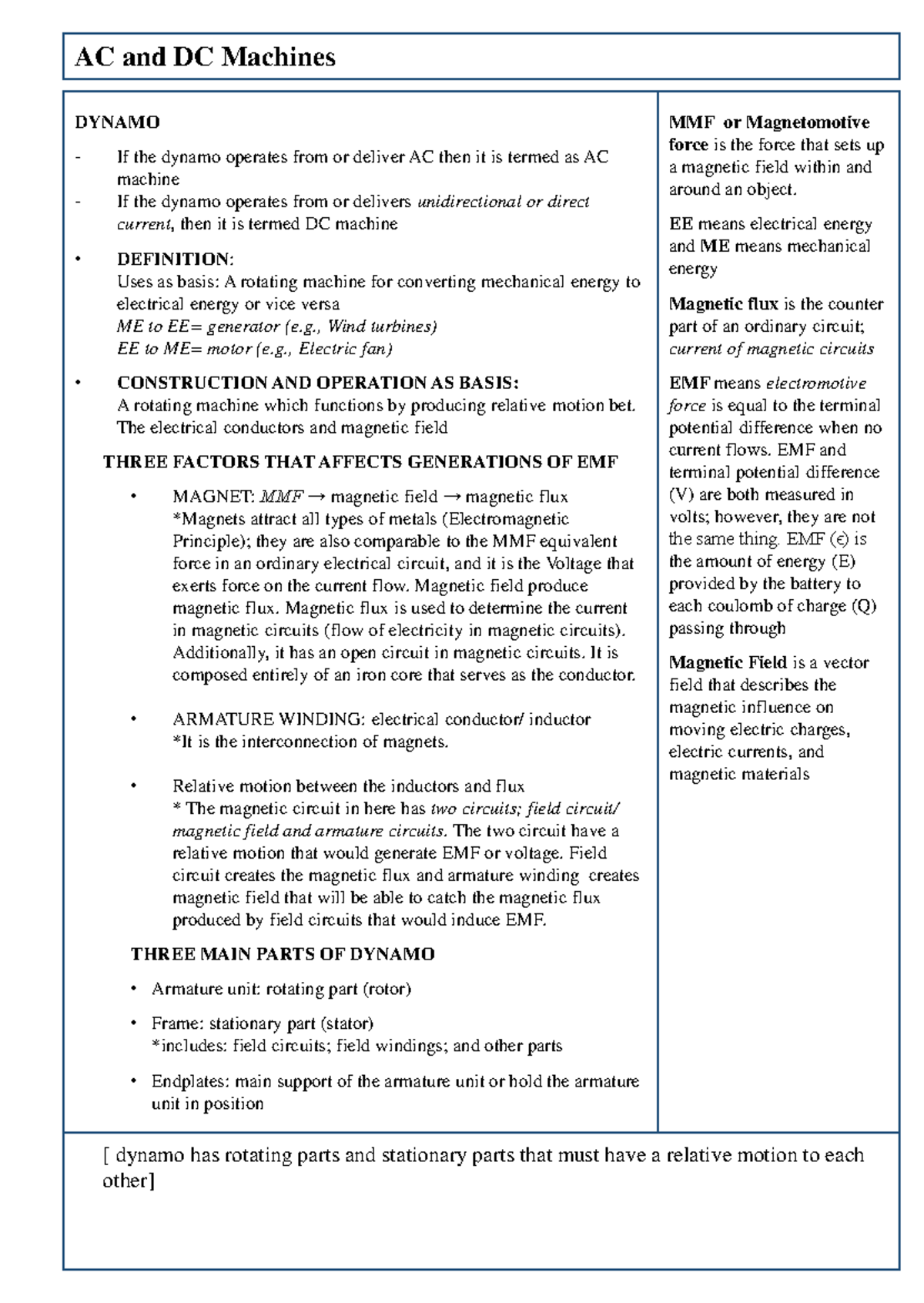 ESW-2- Notes - This is a guide for Experiment / Coursework - DYNAMO If ...