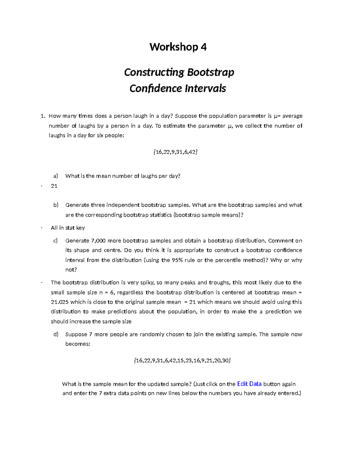 Workshop 4 S2 2023 - Tut work for practise - Workshop 4 Constructing Bootstrap Confidence ...