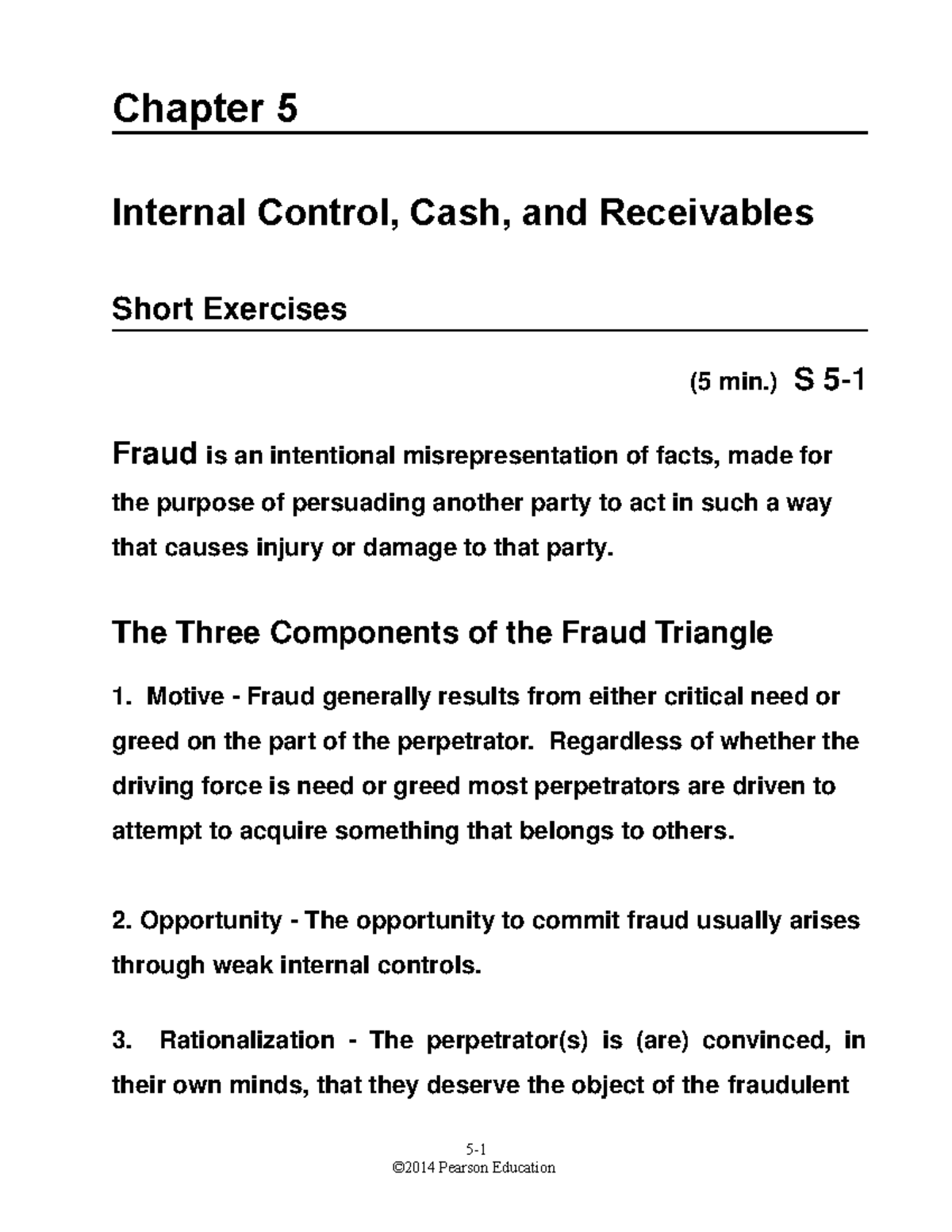 Chapter 5 - Textbook Answer - Chapter 5 Internal Control, Cash, and ...